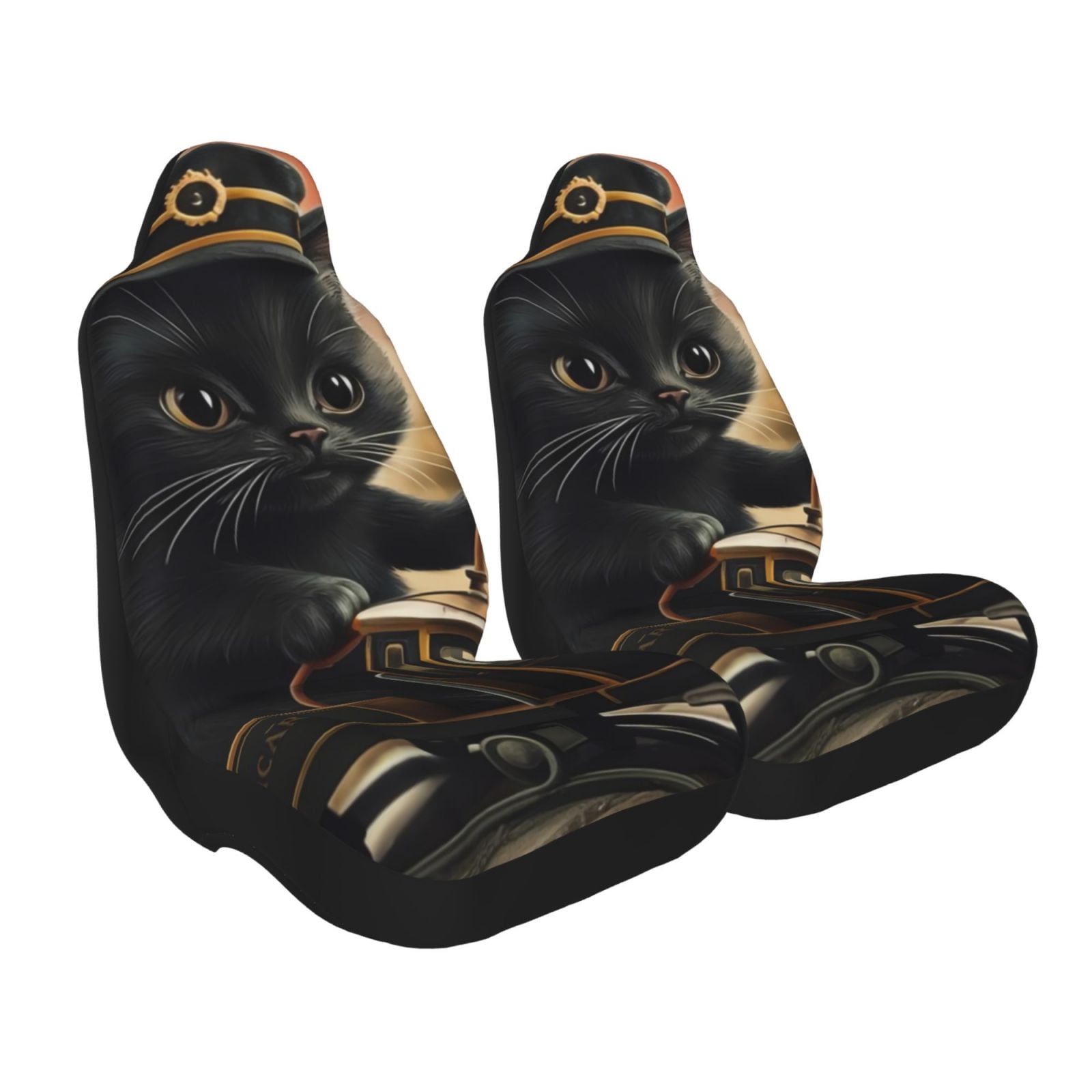 Goofa Adorable Kitten On Mini Train Printed Car Seat Covers, Automotive ...
