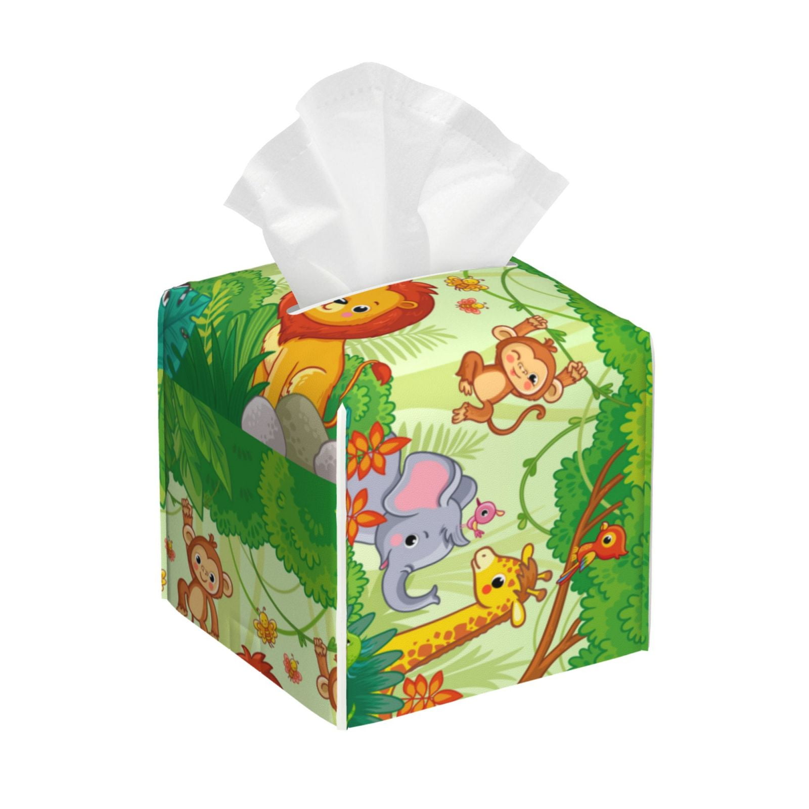 Goofa African Animals in the Jungle Tissue Box Cover PVC Leather Tissue ...
