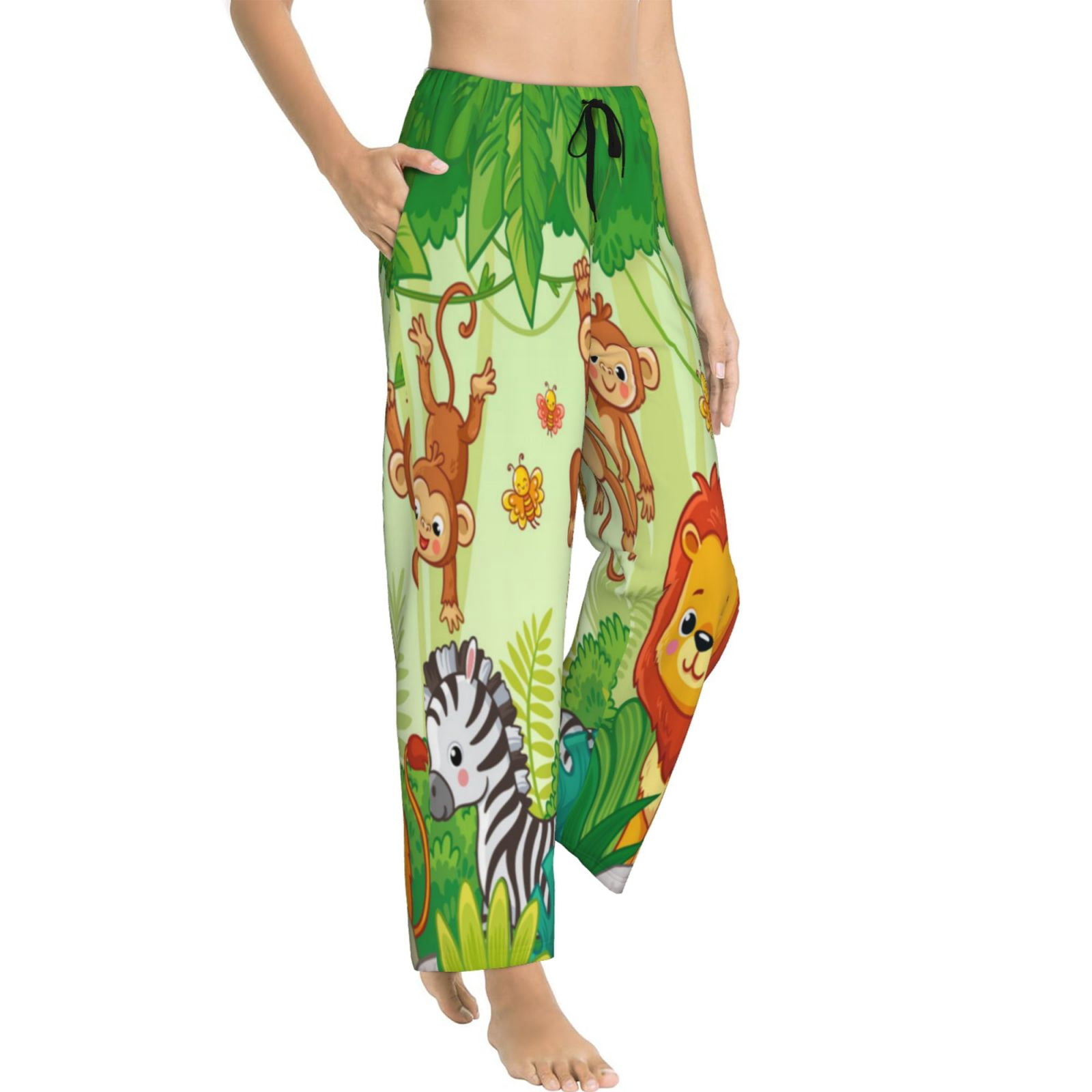 Goofa African Animals in the Jungle Printed Soft Pajama Pants for Women ...