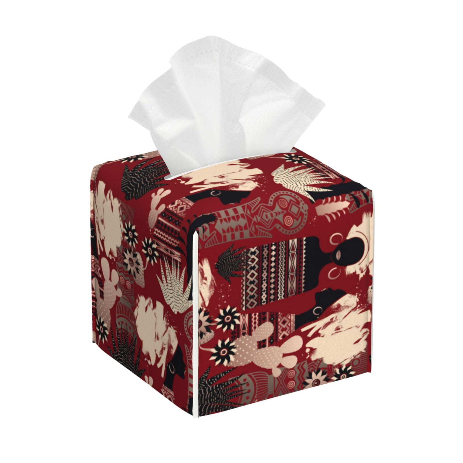 Goofa African Women A Tissue Box Cover PVC Leather Tissue Holder Square ...