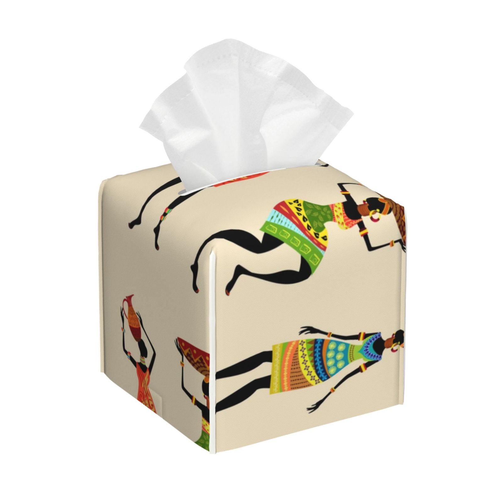 Goofa African Women Tissue Box Cover PVC Leather Tissue Holder Square ...