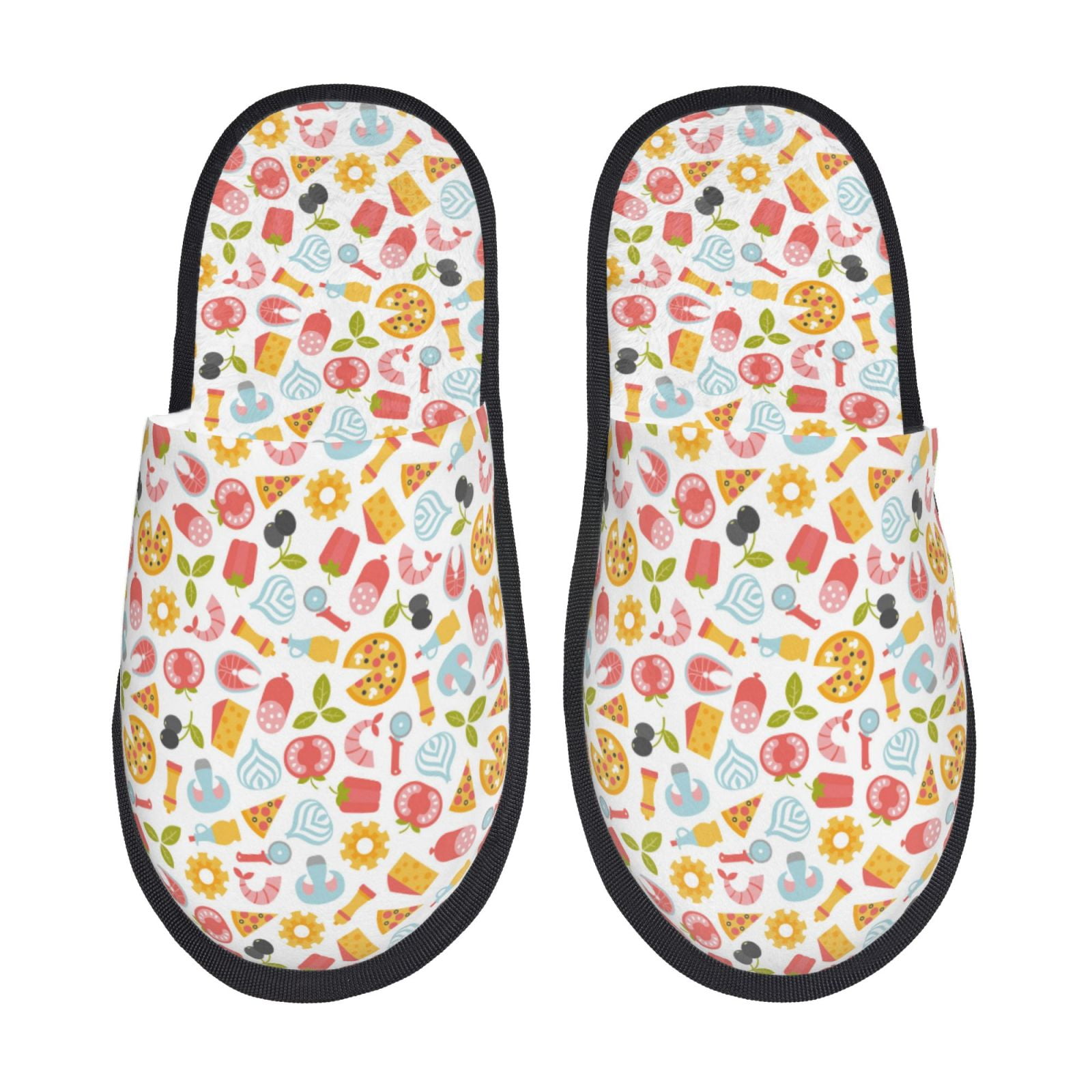 Goofa Afternoon Tea Pattern Plush Furry Slippers for Men & Women, Cozy ...