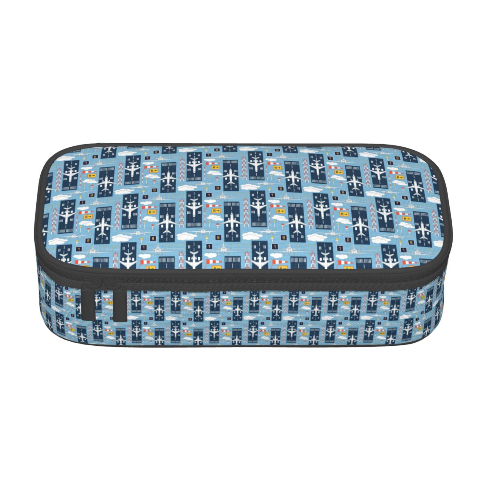 Goofa Airplanes and Aviation Signs Pattern Pencil Case, Multi- Slot ...