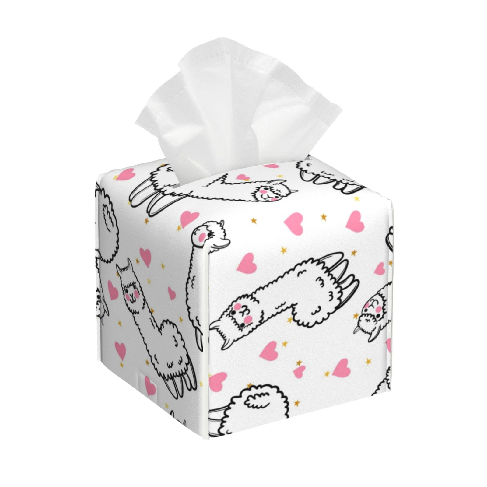 Goofa Alpacas and Hearts Tissue Box Cover PVC Leather Tissue Holder ...