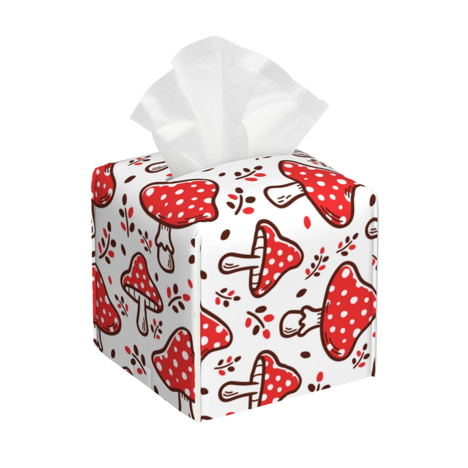 Goofa Amanita Red Mushroom Tissue Box Cover PVC Leather Tissue Holder ...