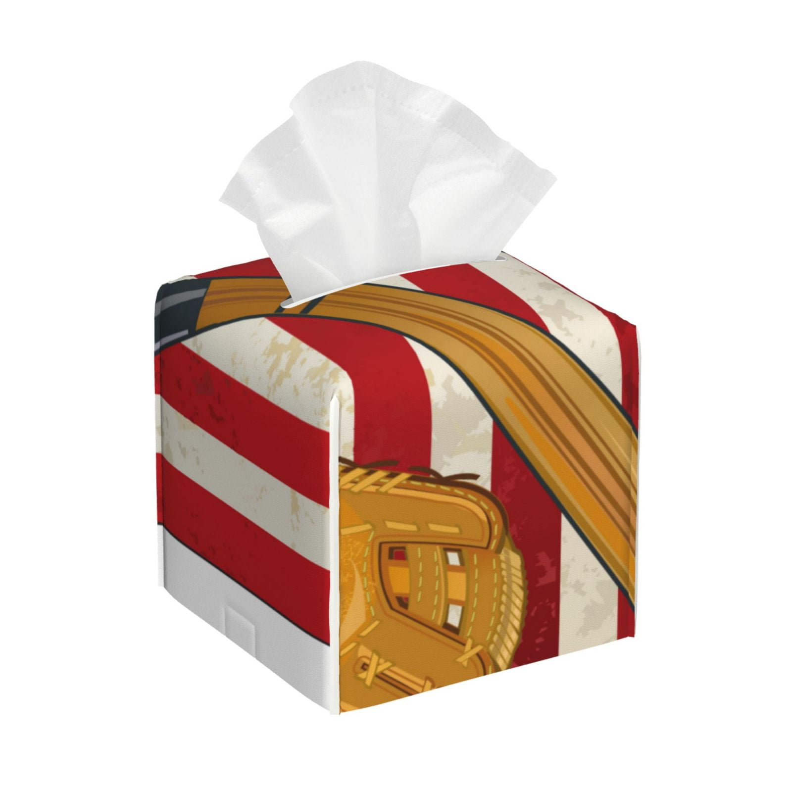 Goofa American Flag And Baseball Tissue Box Cover PVC Leather Tissue ...