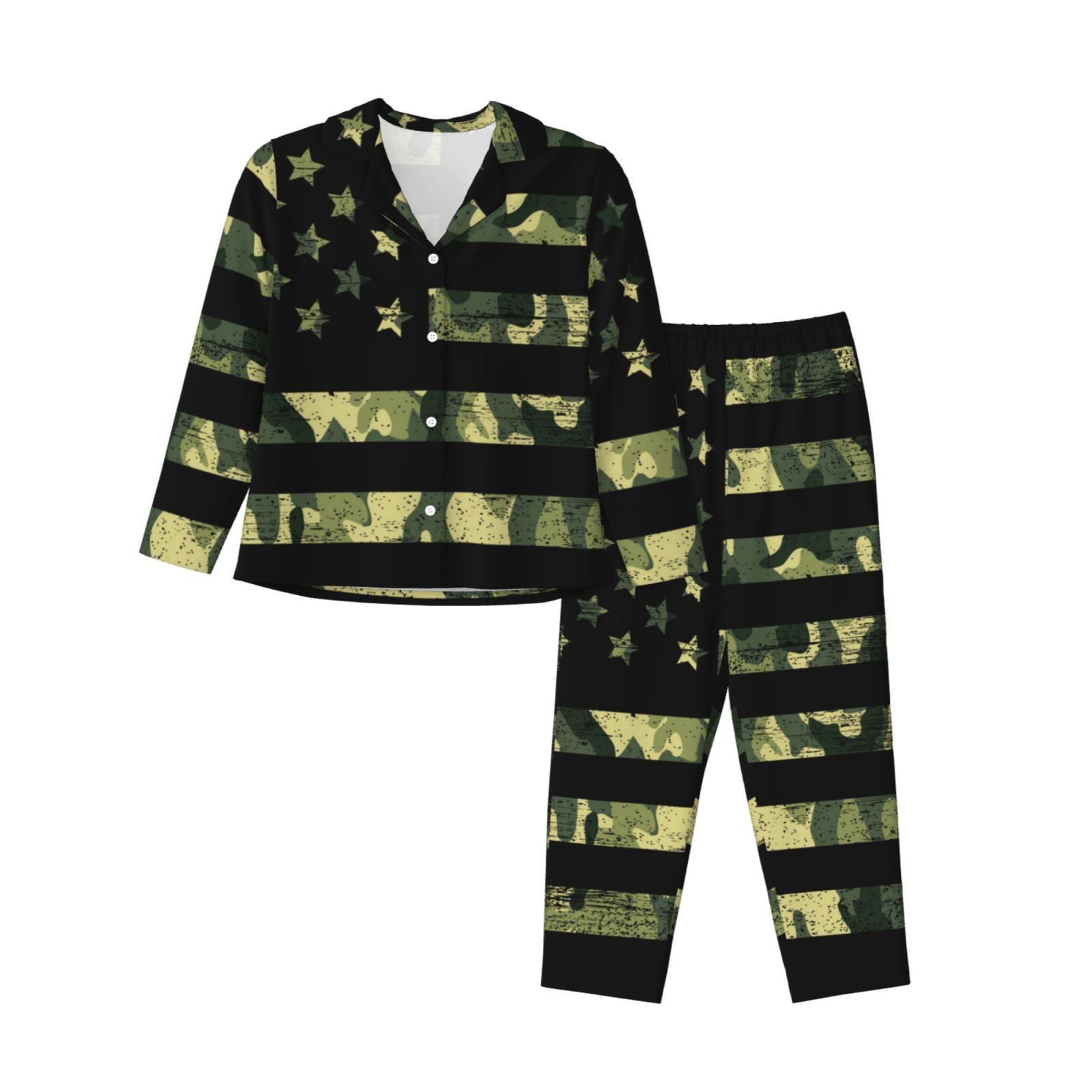Goofa American Flag Camo Printed Women’s 2 Piece Pajama Set Super ...