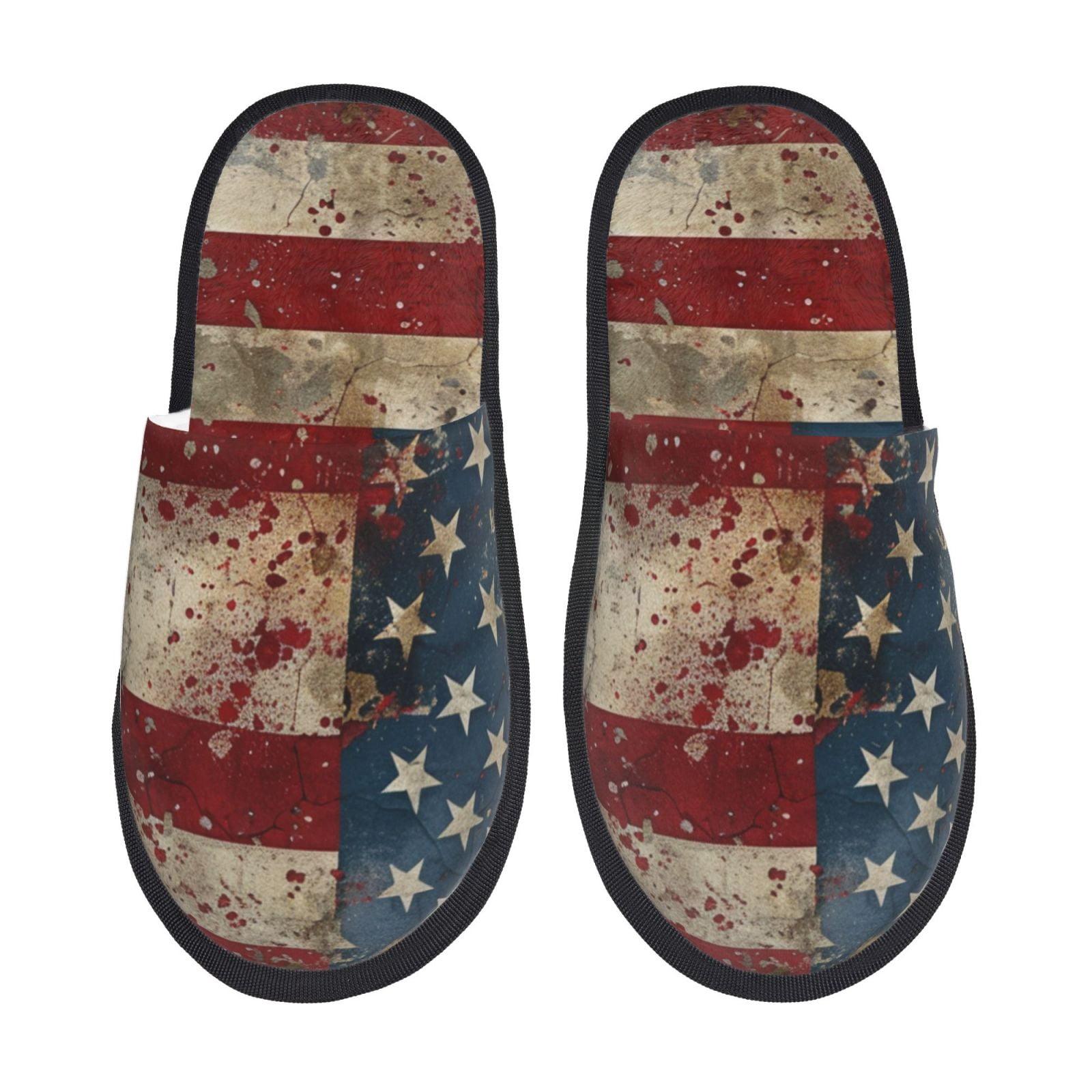 Goofa American Flag1 Pattern Plush Furry Slippers for Men & Women, Cozy ...