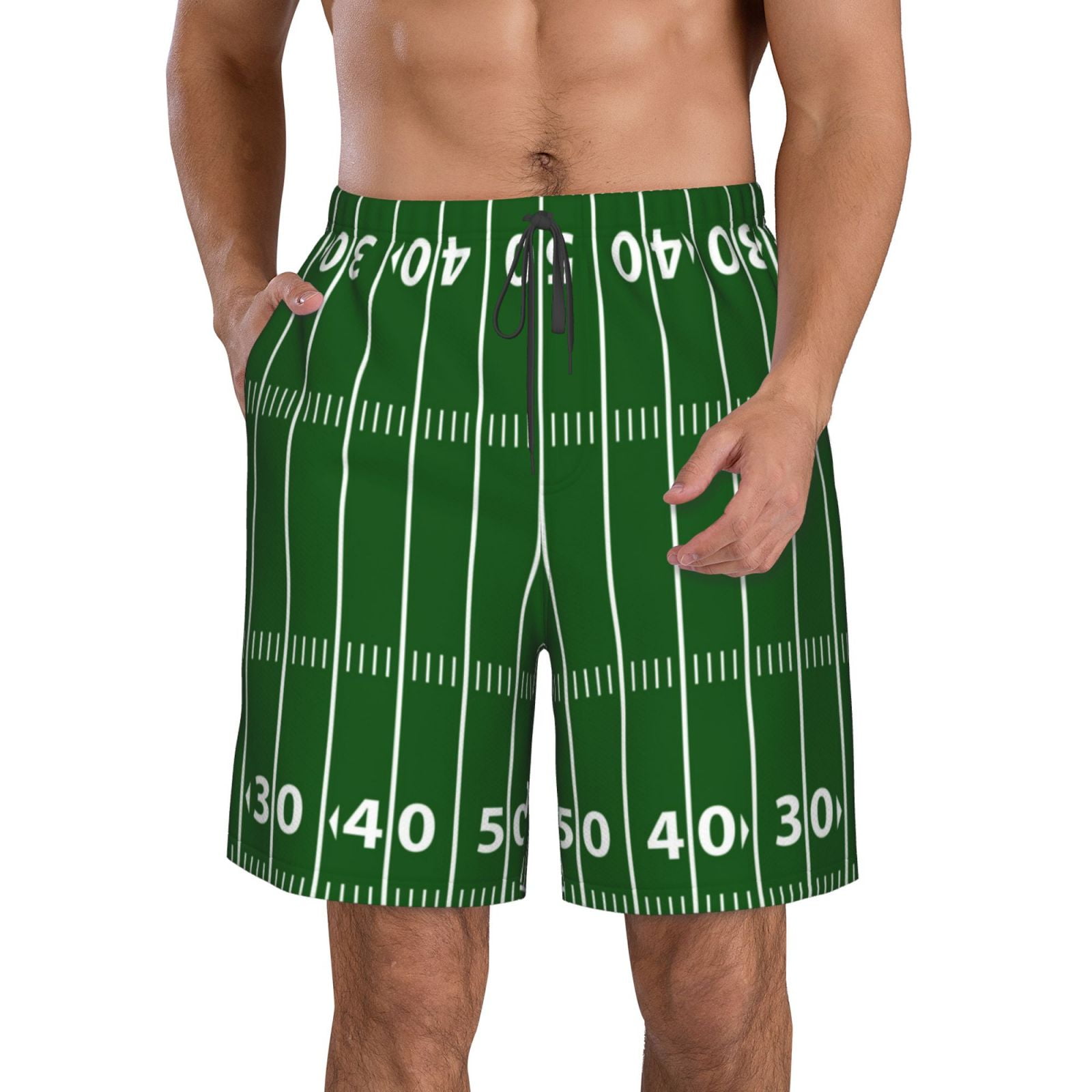 Goofa American Football Field1 Printed Mens Swim Trunks Summer Quick ...