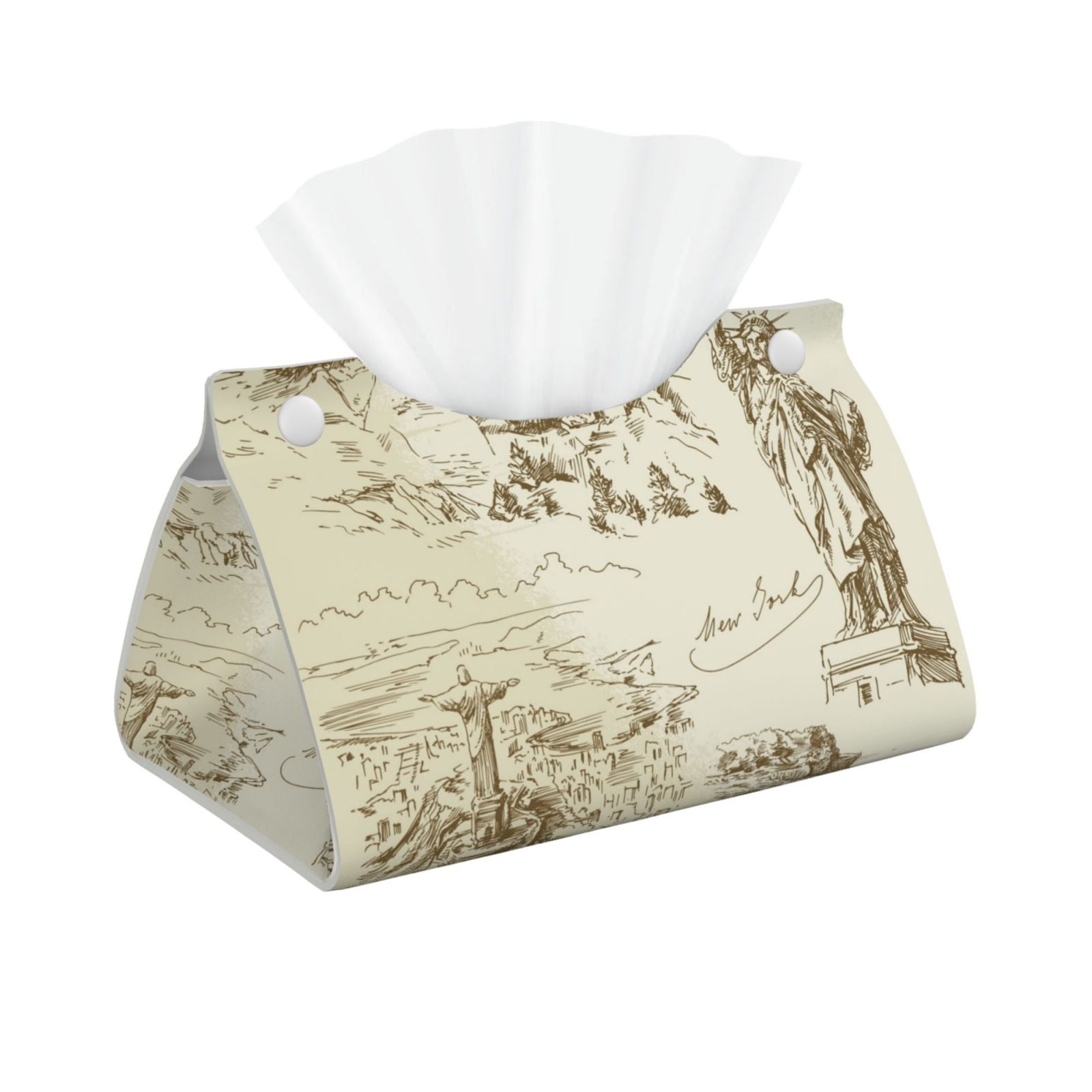 Goofa American Monuments Pattern Triangle Square Tissue Box Cover ...