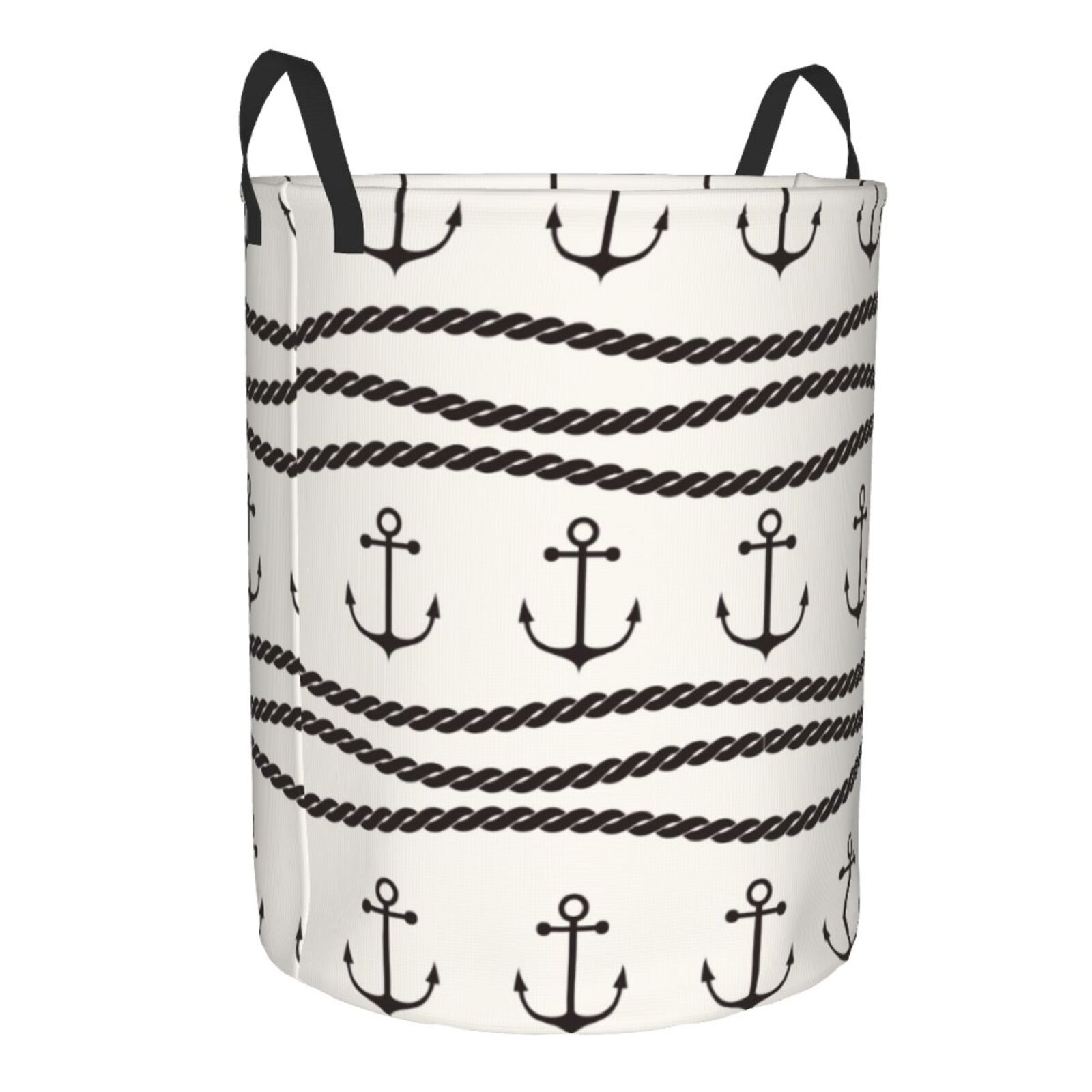 Goofa Anchors and Ropes Printed Circular Hamper,Laundry Basket with ...