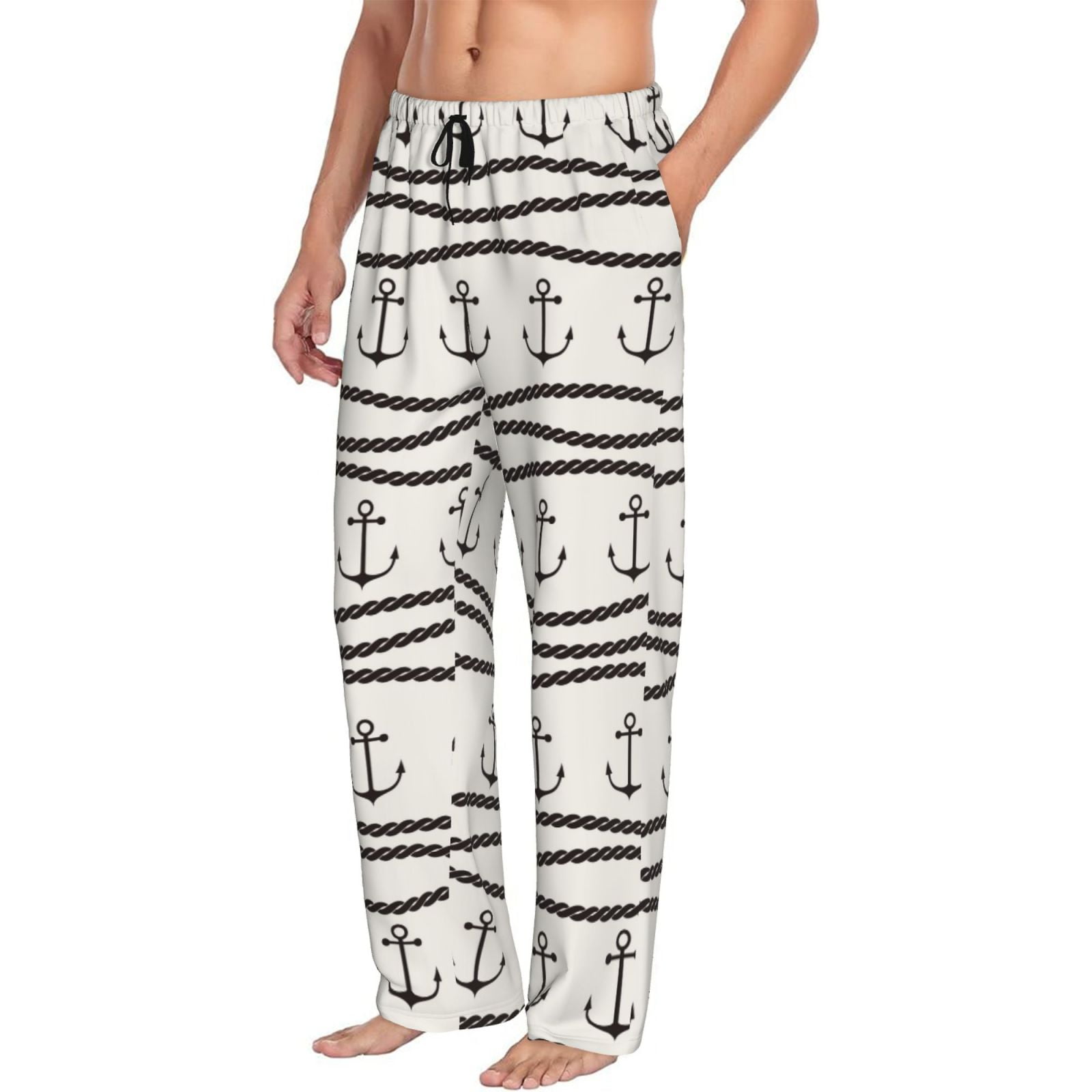 Goofa Anchors and Ropes Printed Soft Pajama Pants for Men, Wide Leg ...