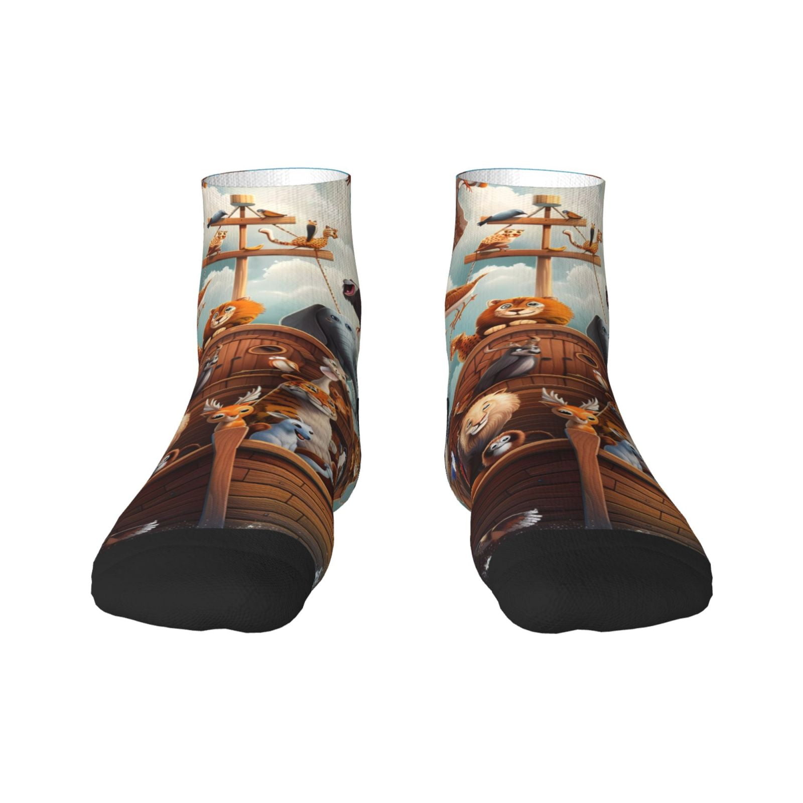 Goofa Animal Filled Noahs Ark Pattern Non Slip Socks with Grips for ...