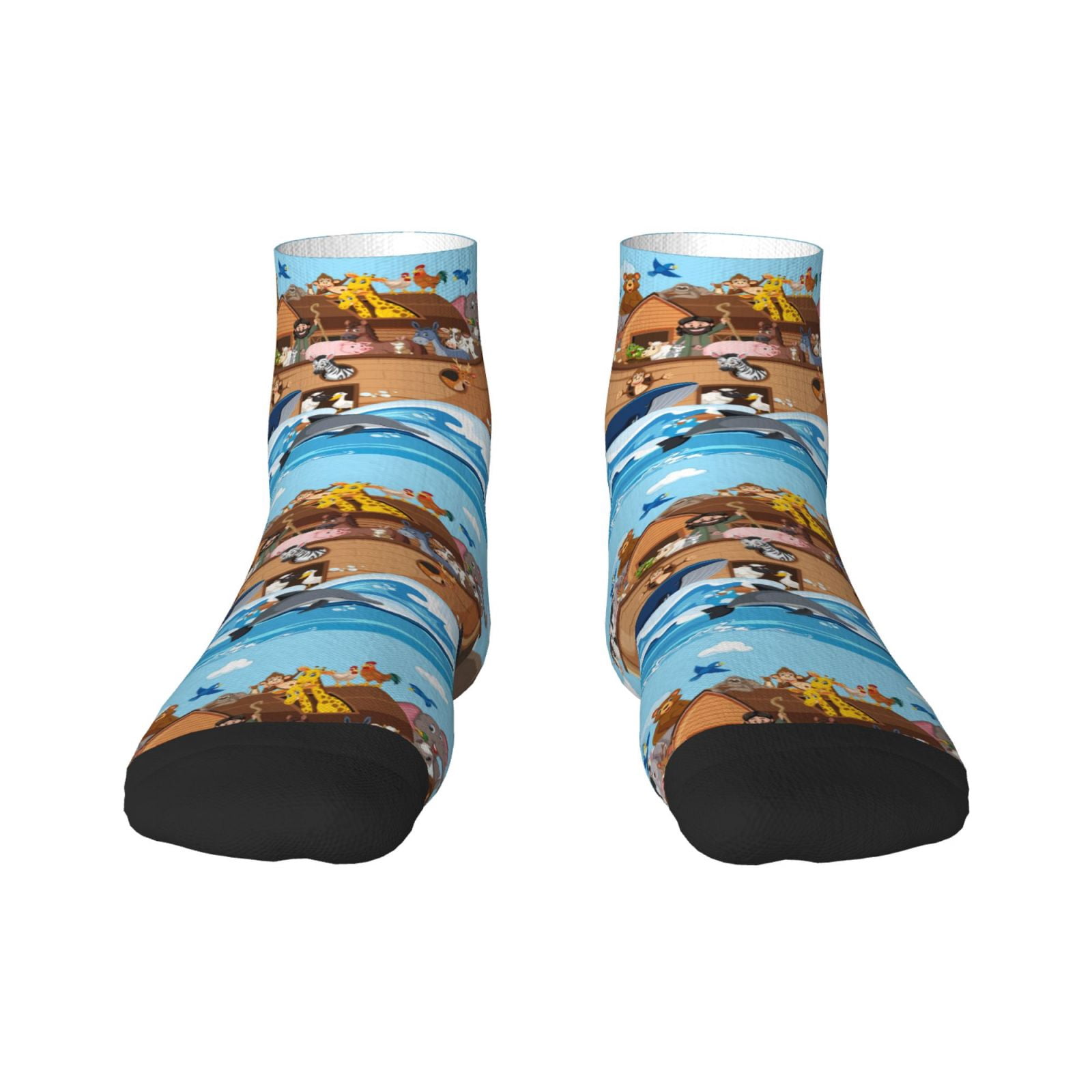 Goofa Animals on Noah's Ark Floating Pattern Non Slip Socks with Grips ...