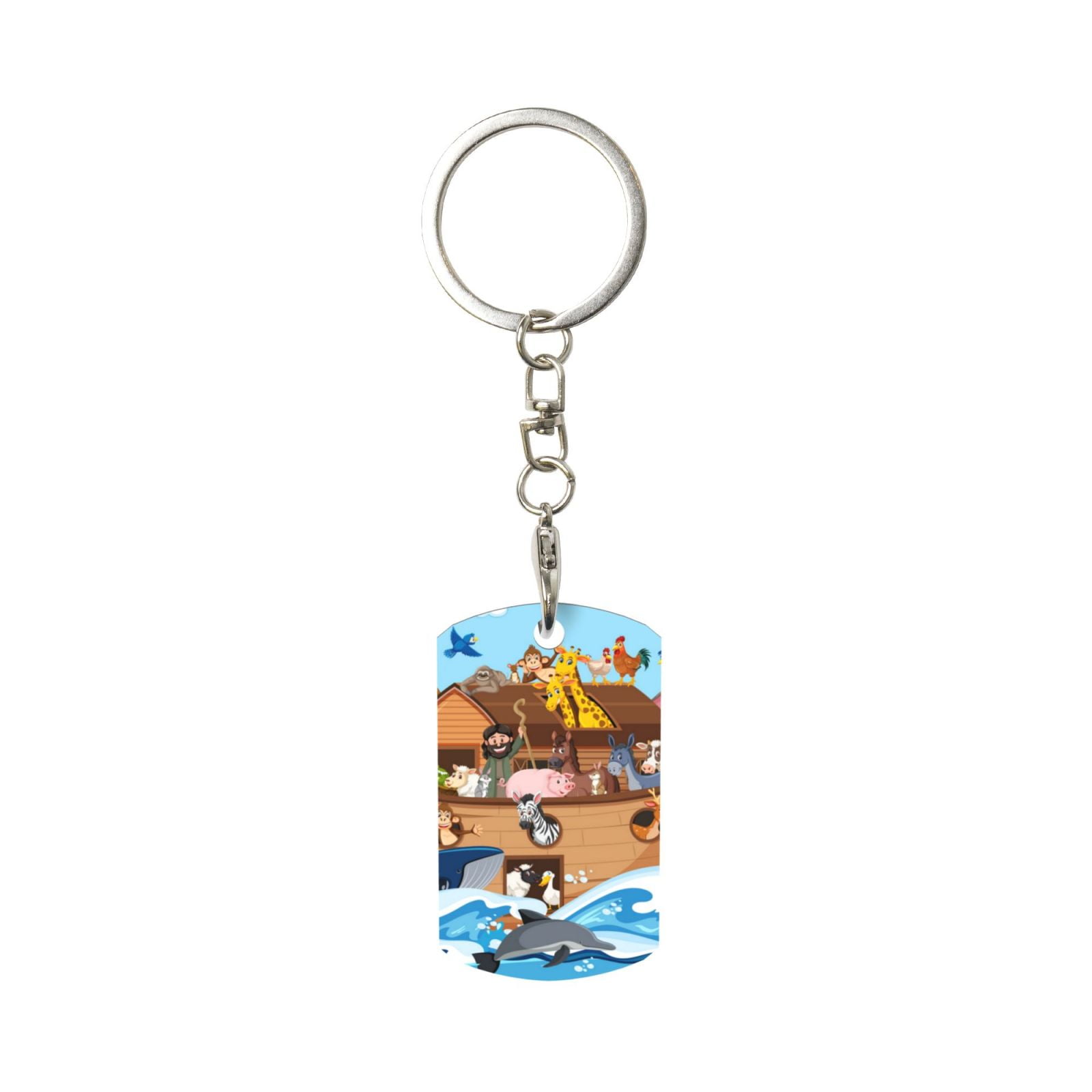Goofa Animals on Noah's Ark Floating Printed Rectangular Metal Keychain ...