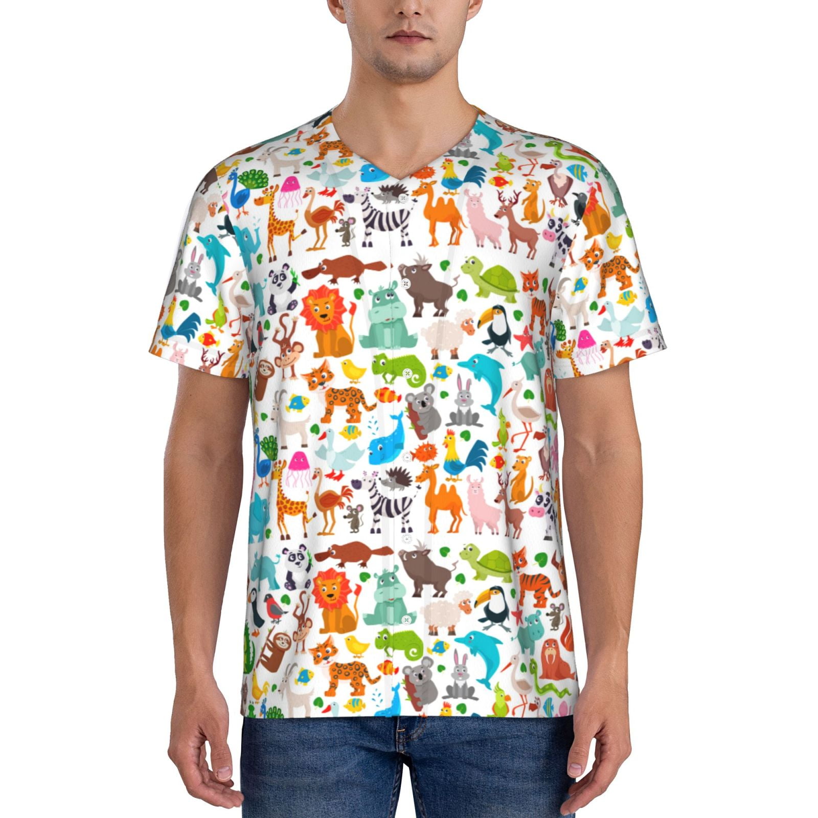 Goofa Animals Pattern Mens Golf Shirt Baseball T-shirt Moisture Wicking ...