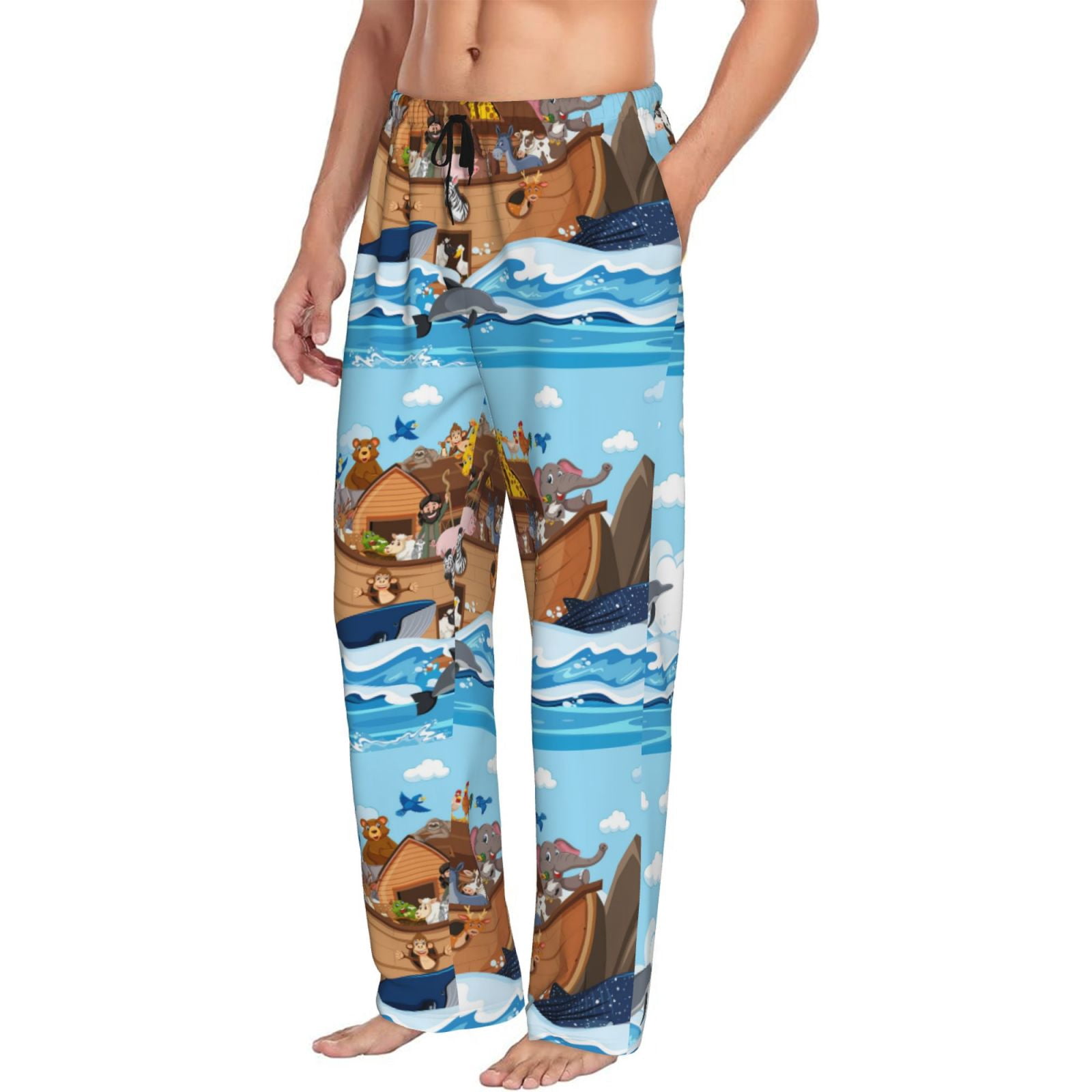 Goofa Animals on Noah's Ark Floating Printed Soft Pajama Pants for Men ...