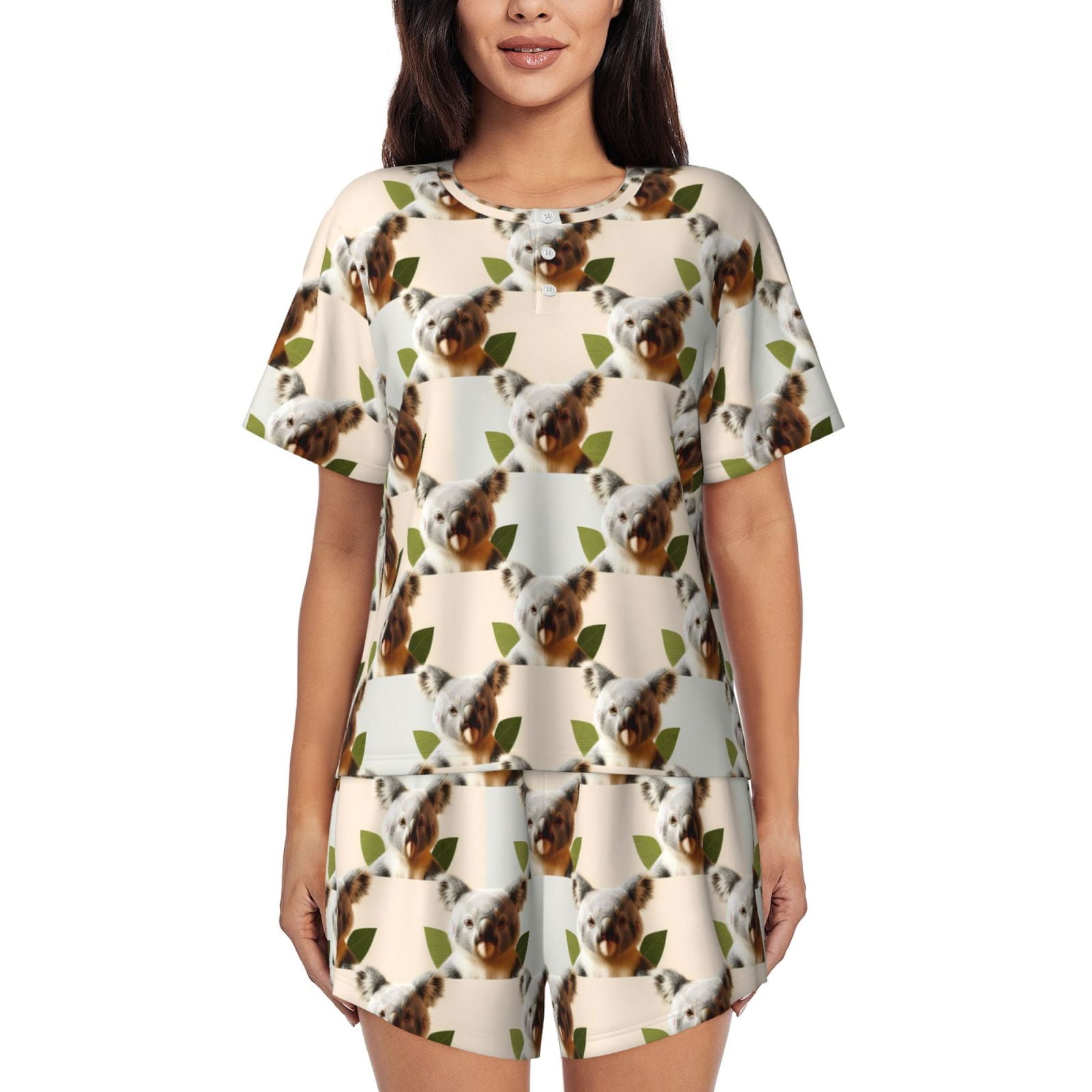 Goofa Art cute koala for Womens Cotton 2 Piece Pajamas Set Classic ...