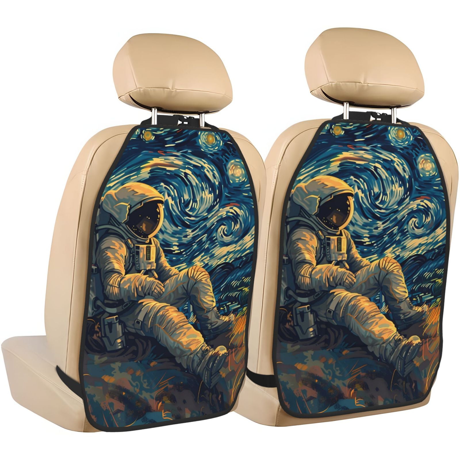 Goofa Astronaut Starry Night Pattern Car Back Seat Protector for Kids ...