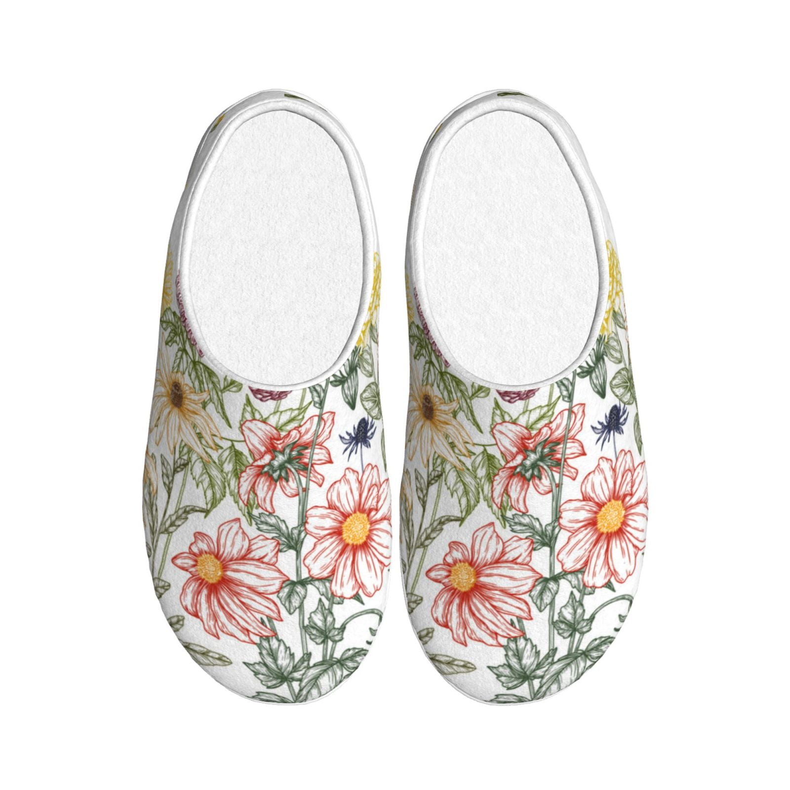 Goofa Autumn Garden Print Womens Mens Cotton Lightweight House Slippers ...