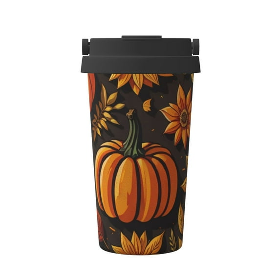 Goofa Autumn Pumpkin Leaves for Insulated Travel Coffee Mug Spill Proof ...