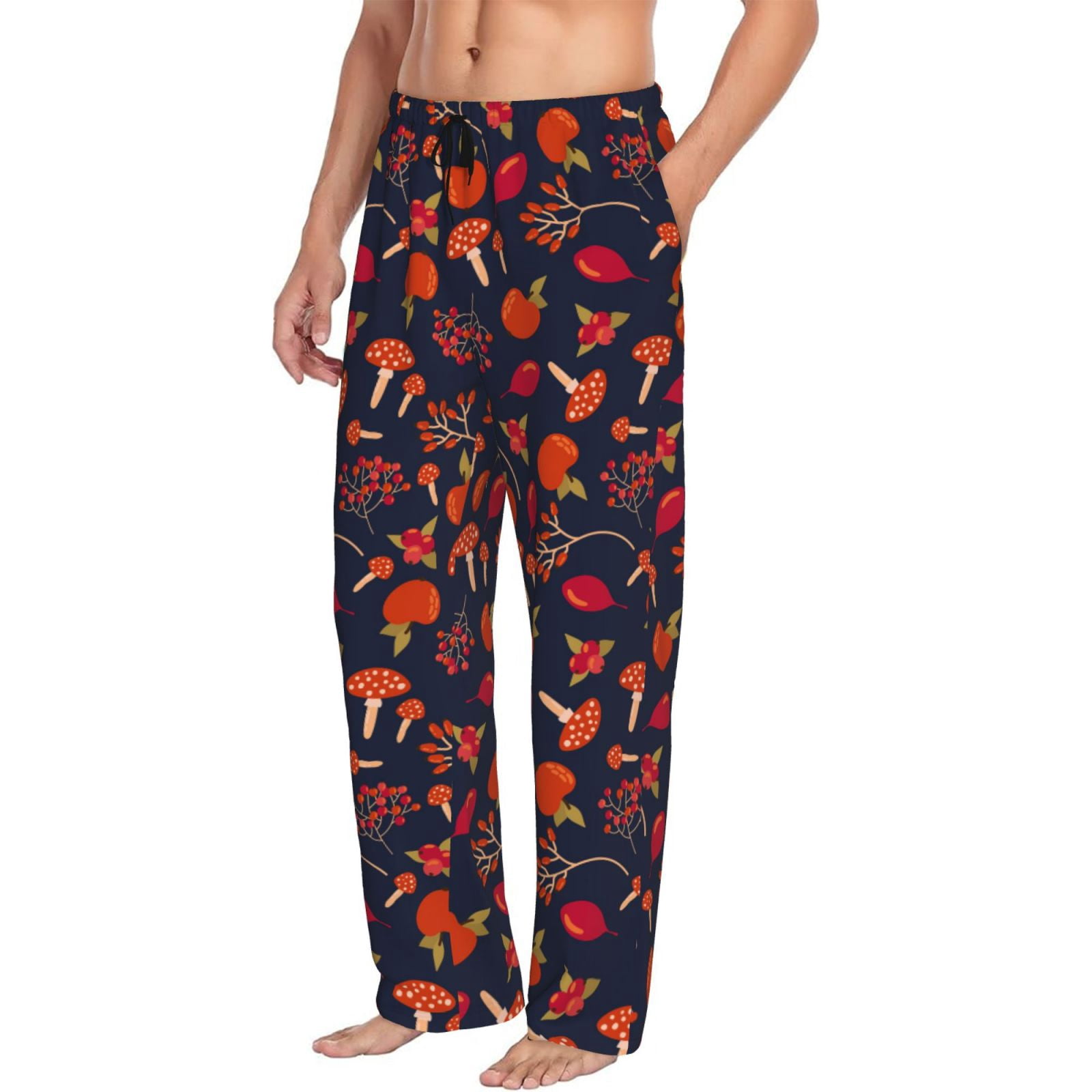 Goofa Autumnal Forest Printed Soft Pajama Pants for Men, Wide Leg Comfy ...