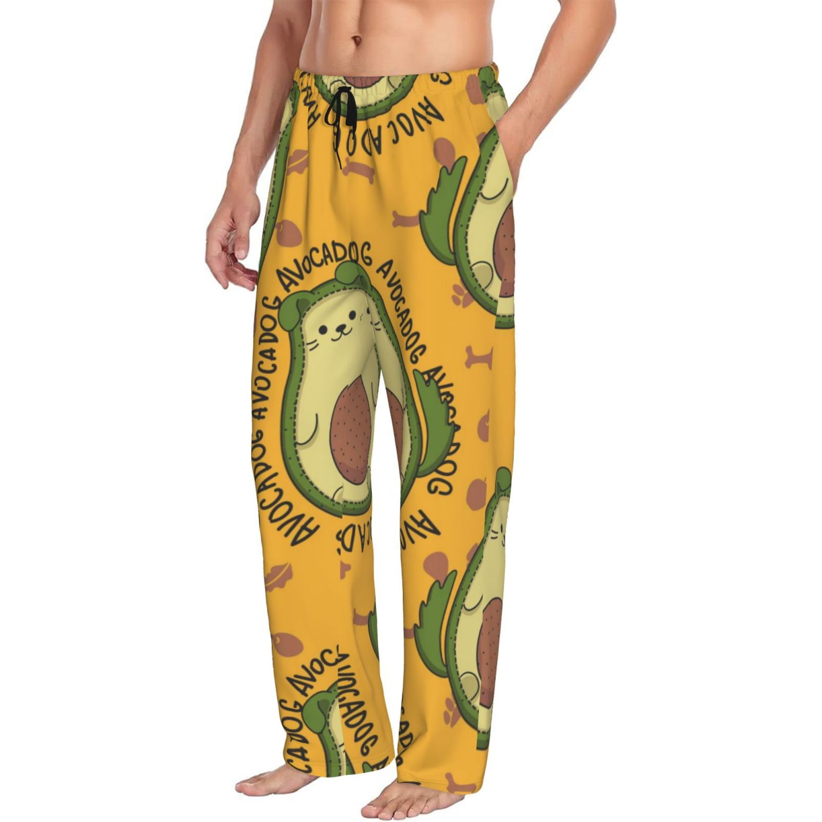 Goofa Avocado Dog Printed Soft Pajama Pants for Men, Wide Leg Comfy ...