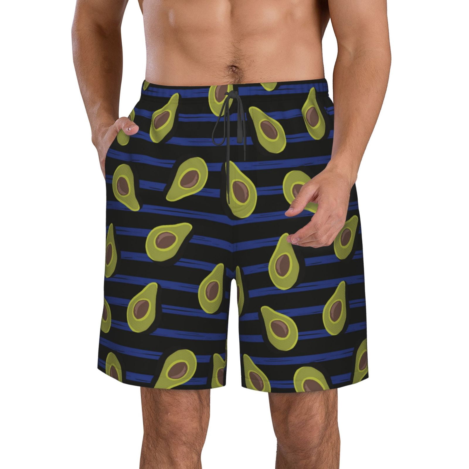 Goofa Avocado Printed Mens Swim Trunks Summer Quick Dry Short Beach ...