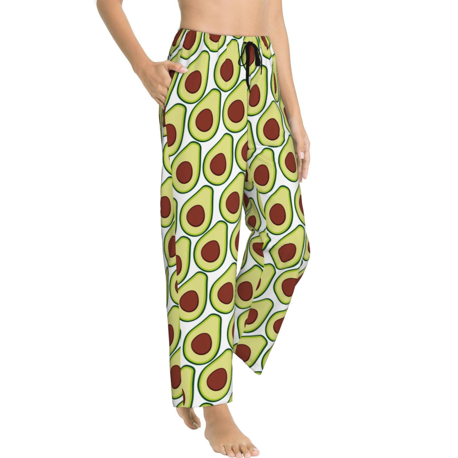 Goofa Avocado Printed Soft Pajama Pants for Women, Wide Leg Comfy ...