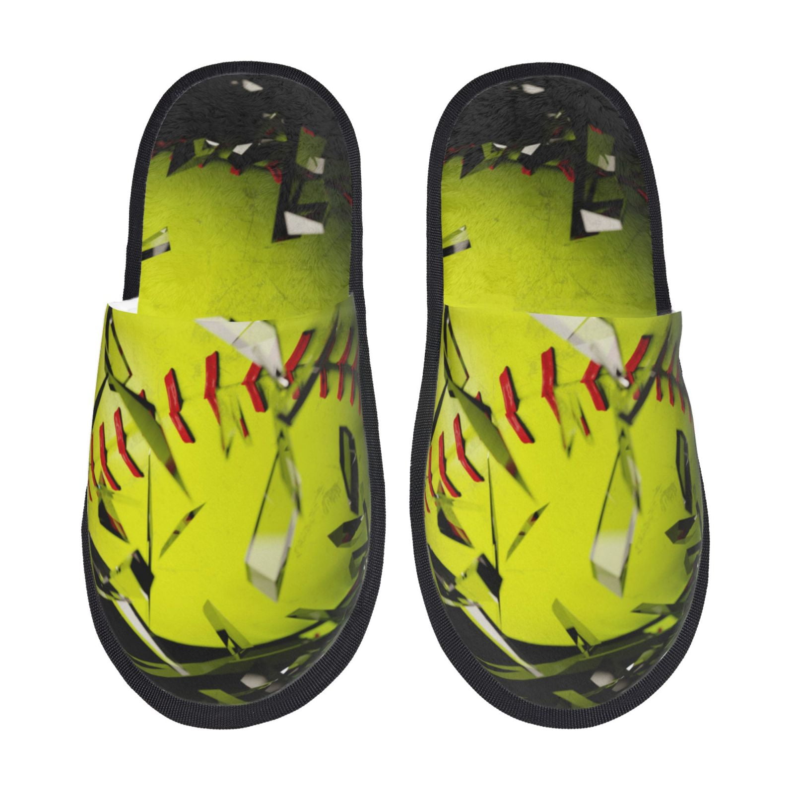 Goofa Ball Pattern Plush Furry Slippers for Men & Women, Cozy Indoor ...