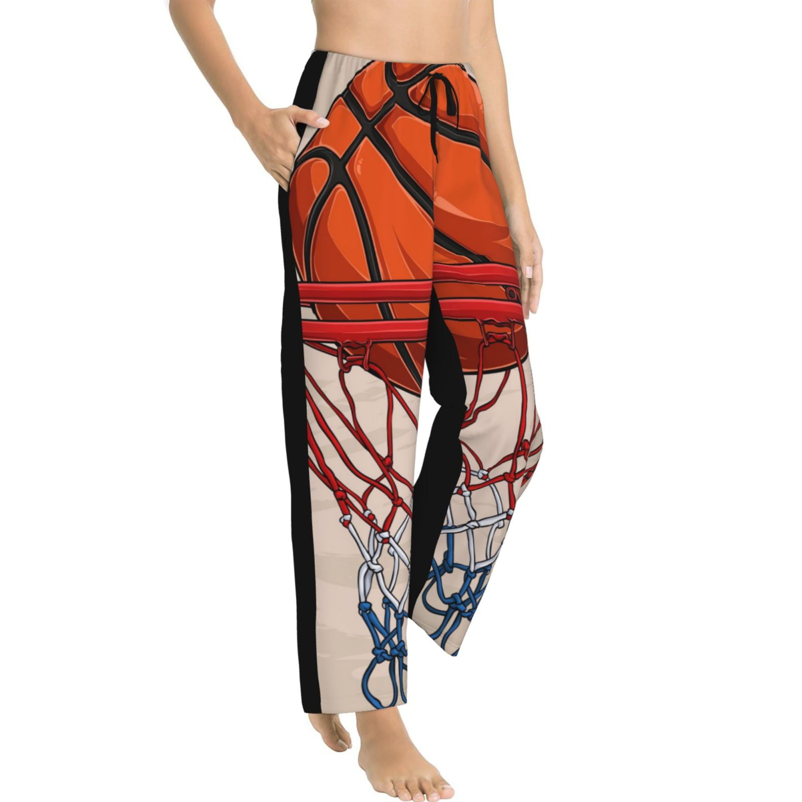 Goofa Basketball Shot Printed Soft Pajama Pants for Women, Wide Leg ...
