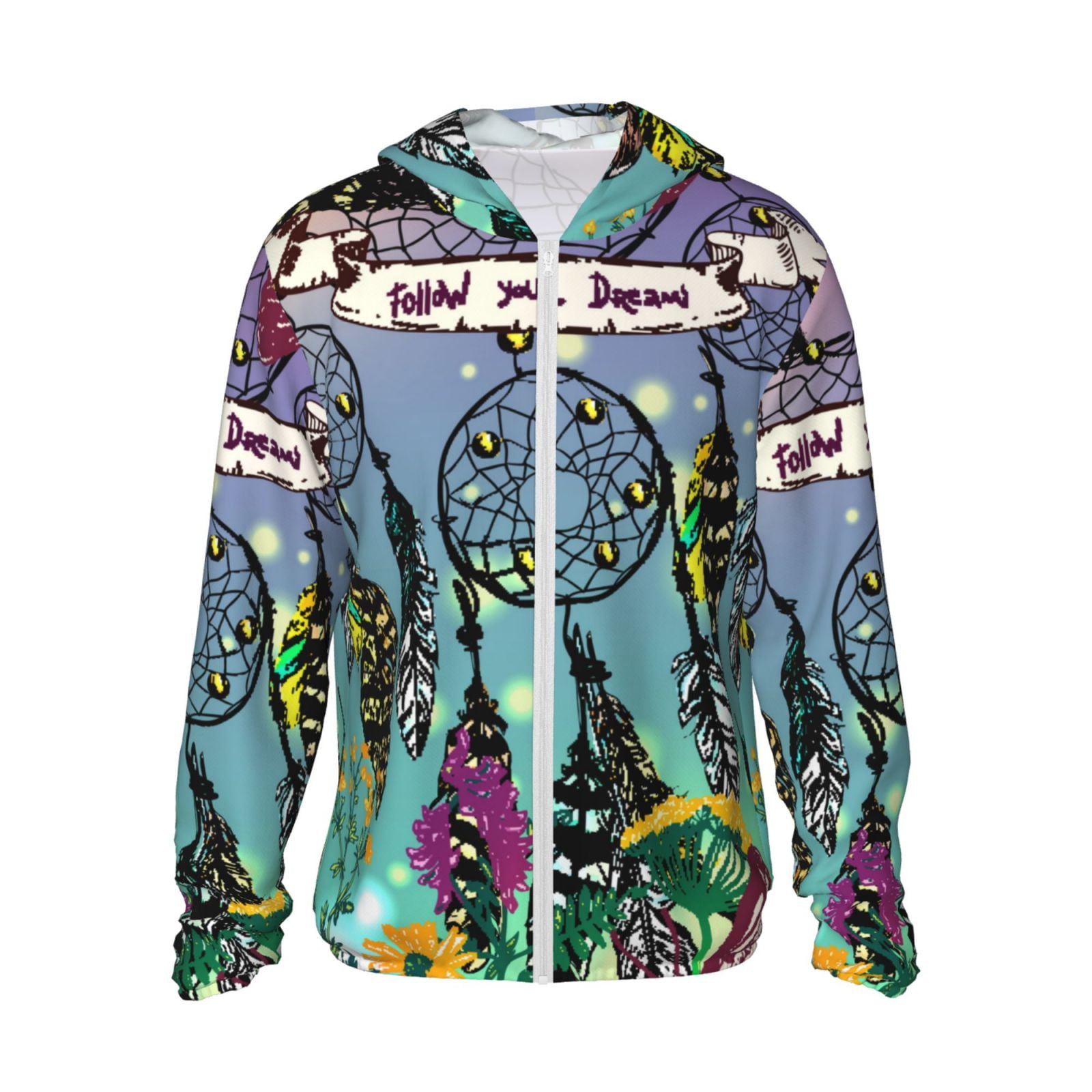 Goofa Beautiful Dreamcatcher Printed Women's UPF 50+ Sun Protection Hoodie Jacket Lightweight ...