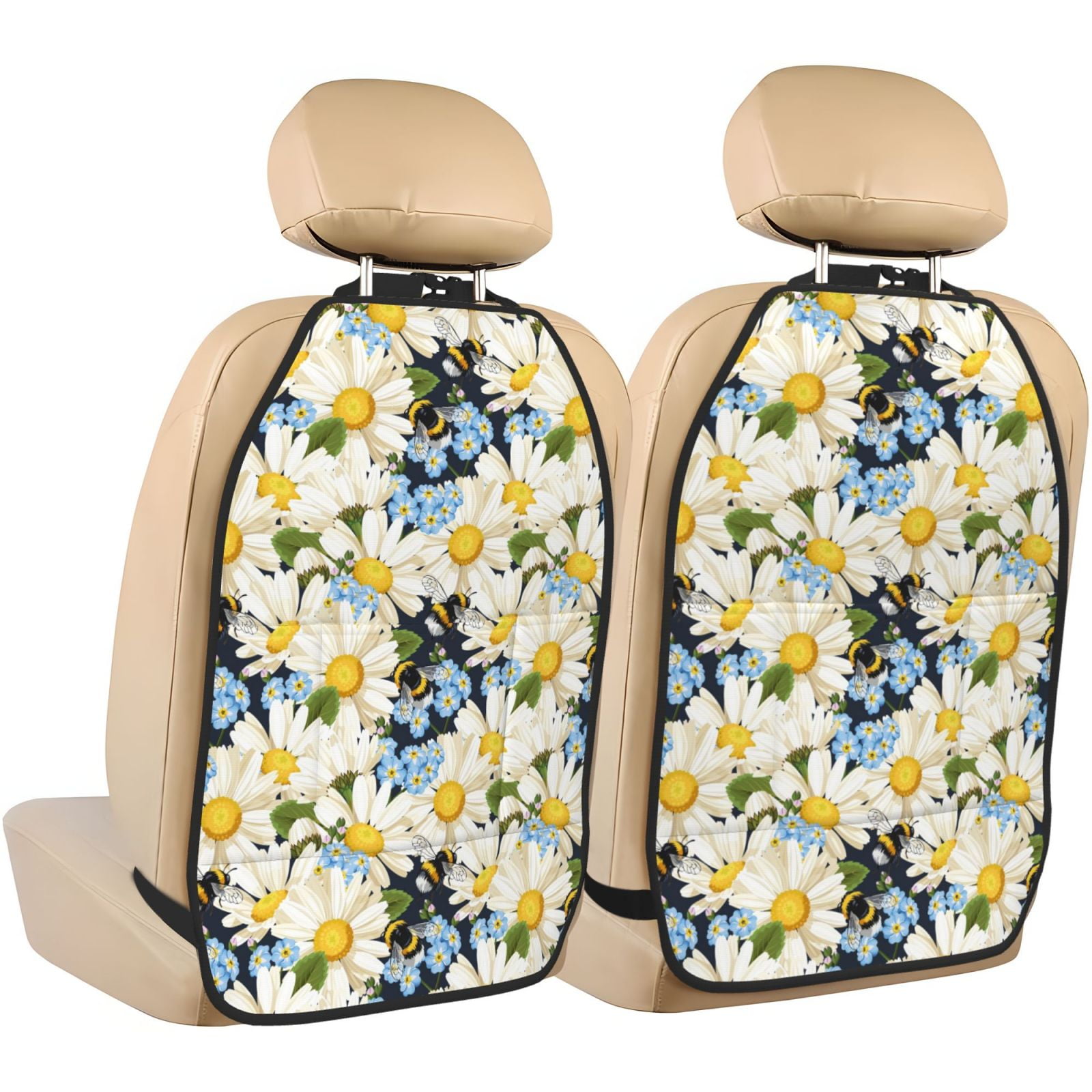 Goofa Bees Collecting Nectar Pattern Car Back Seat Protector for Kids (2 Pack) ,Anti-kick ...