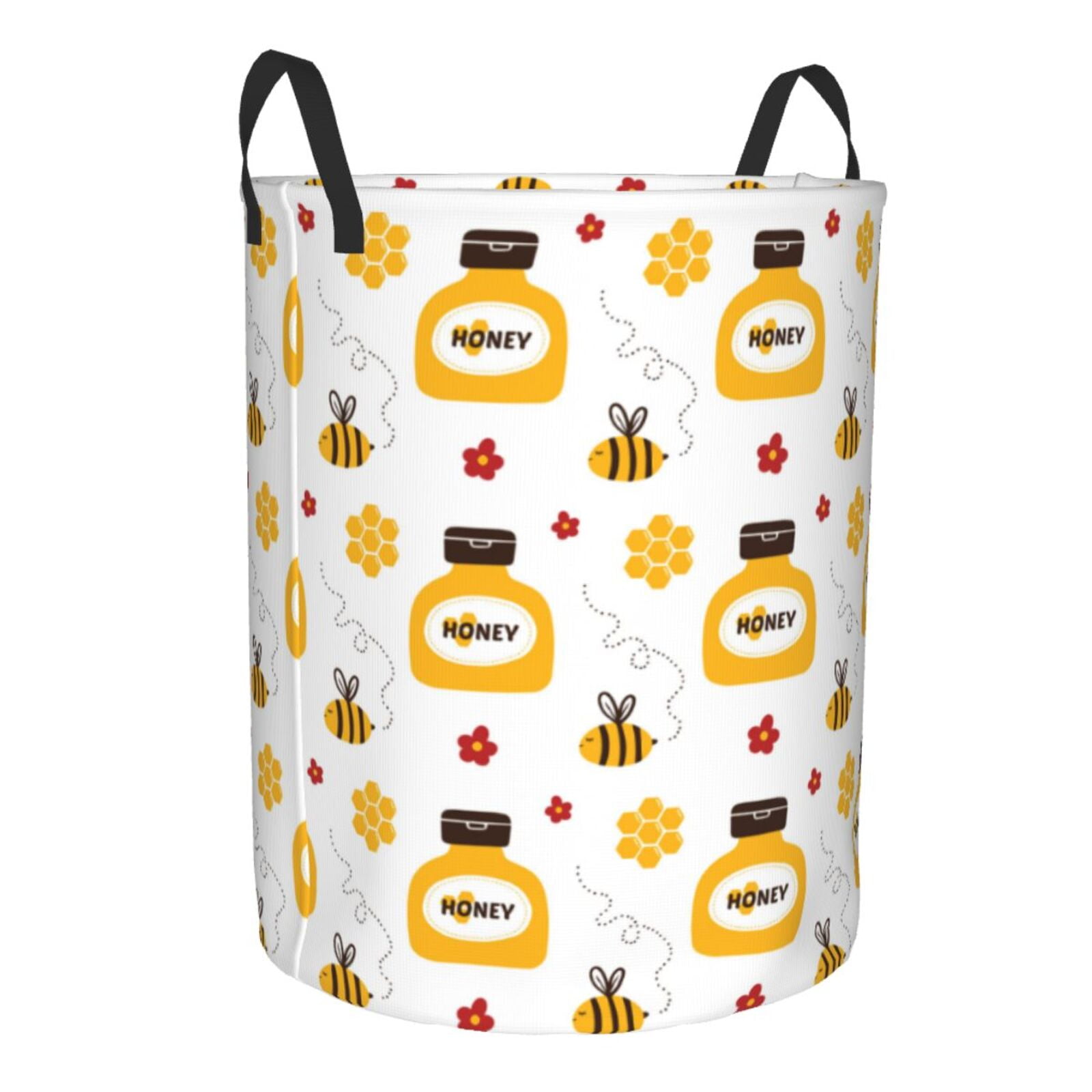 Goofa Bees and Flowers Printed Circular Hamper,Laundry Basket with ...