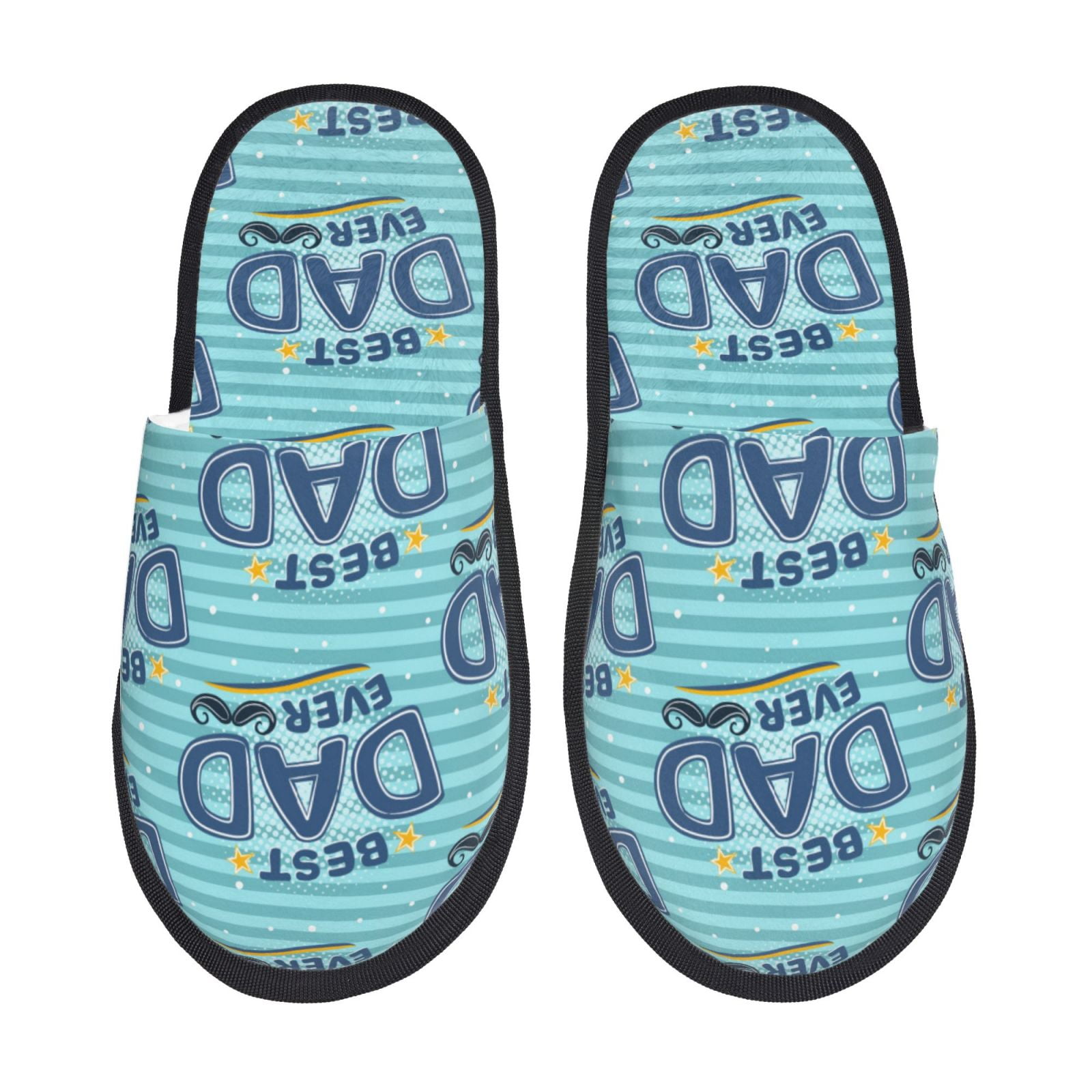 Goofa Best Dad Ever Pattern Plush Furry Slippers for Men & Women, Cozy ...