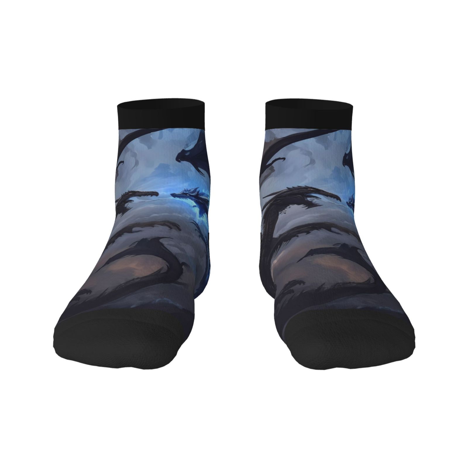 Goofa Black And Blue Lightning Dragon Pattern Non Slip Socks with Grips ...