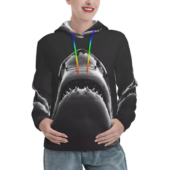 Goofa Black And White Shark for Women's Hooded Sweatshirt with Eye ...