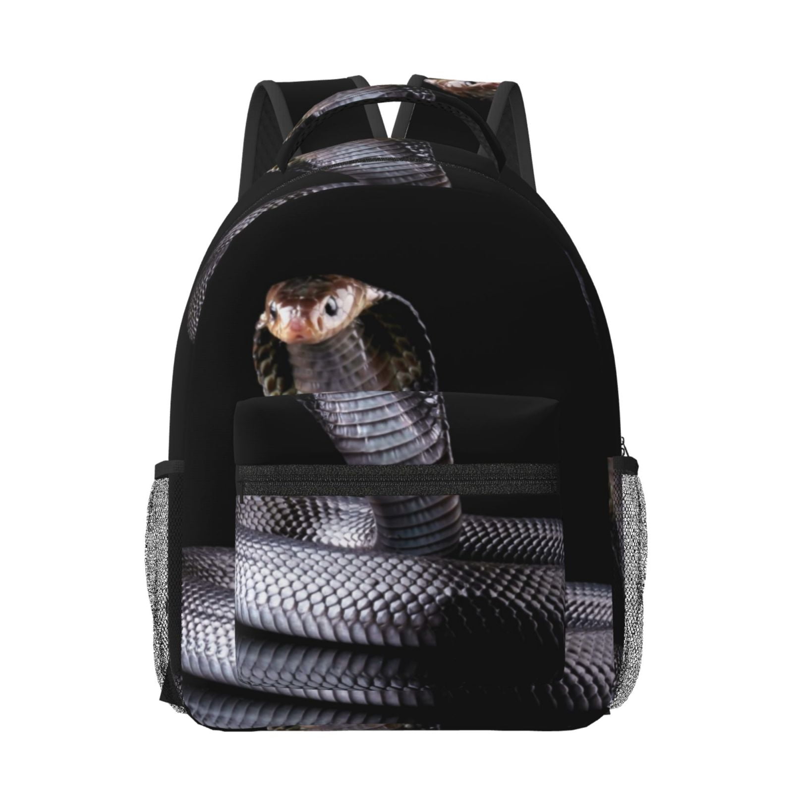 Goofa Black Cobra Snake Pattern Comfortable Student Backpack ...