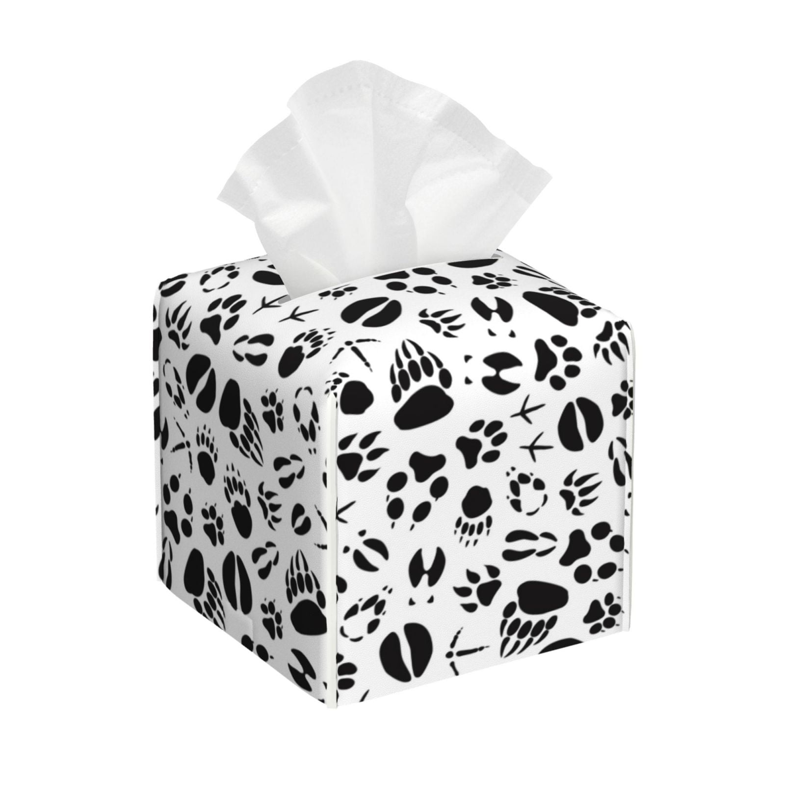 Goofa Black Footprints Tissue Box Cover PVC Leather Tissue Holder ...