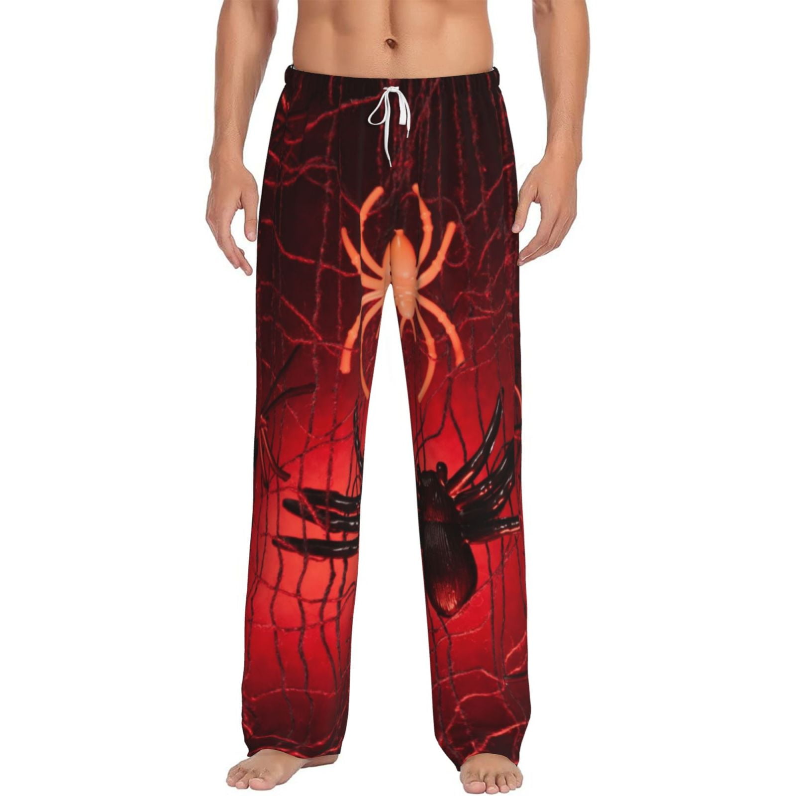 Goofa Black Spider Web With Spiders Pattern Printed Soft Pajama Pants ...