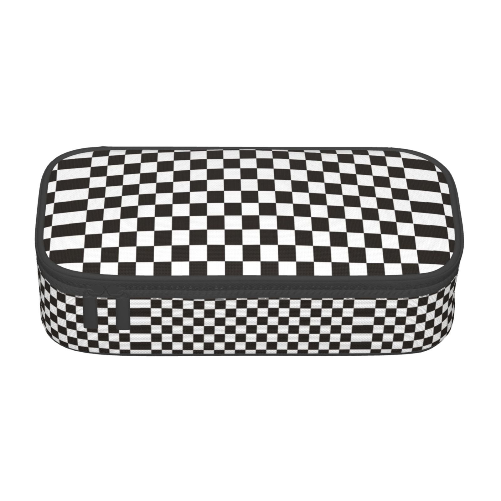 Goofa Black and White Checkerboard Pattern Pencil Case, Multi- Slot ...
