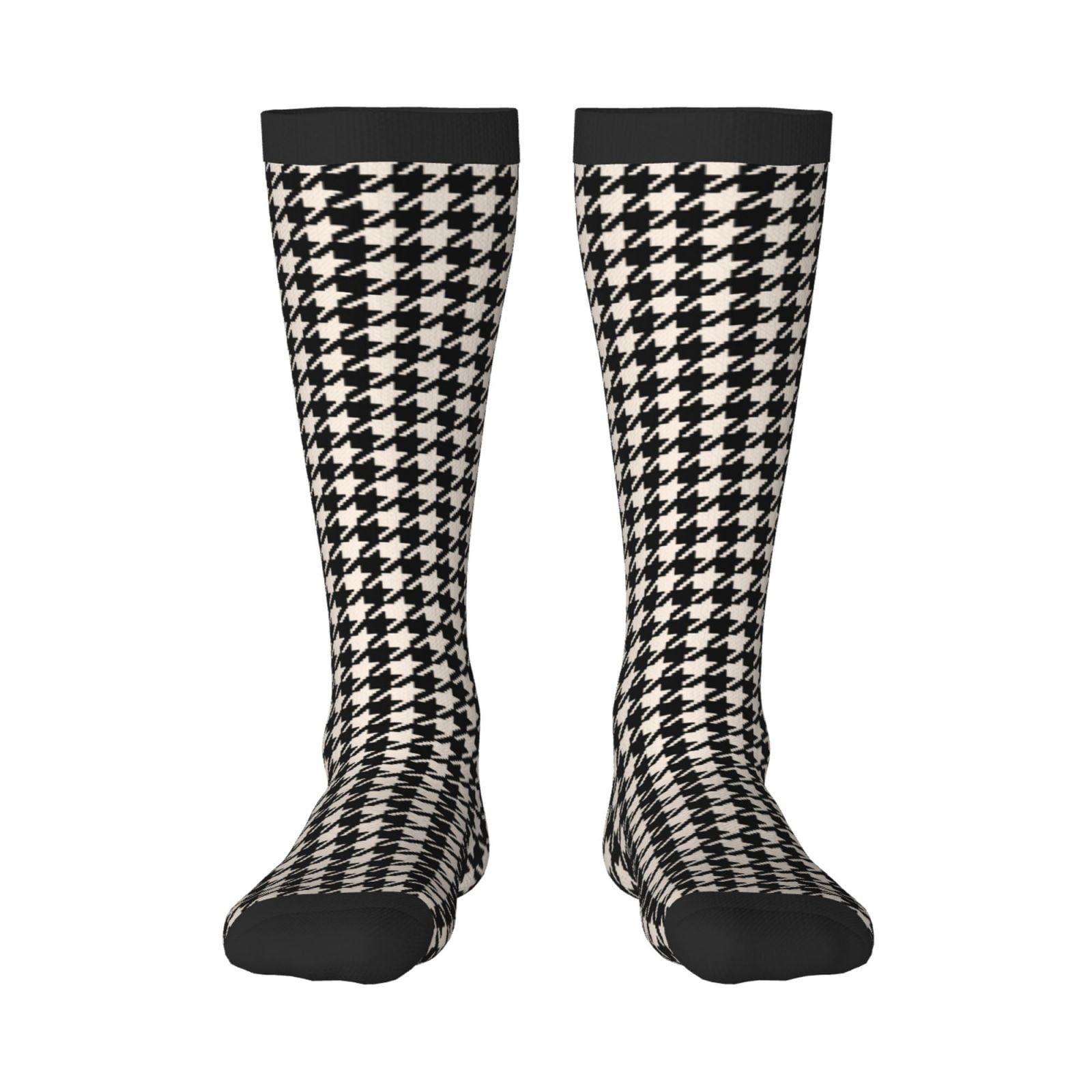 Goofa Black and white houndstooth Pattern Adult Stockings, Color-Block ...