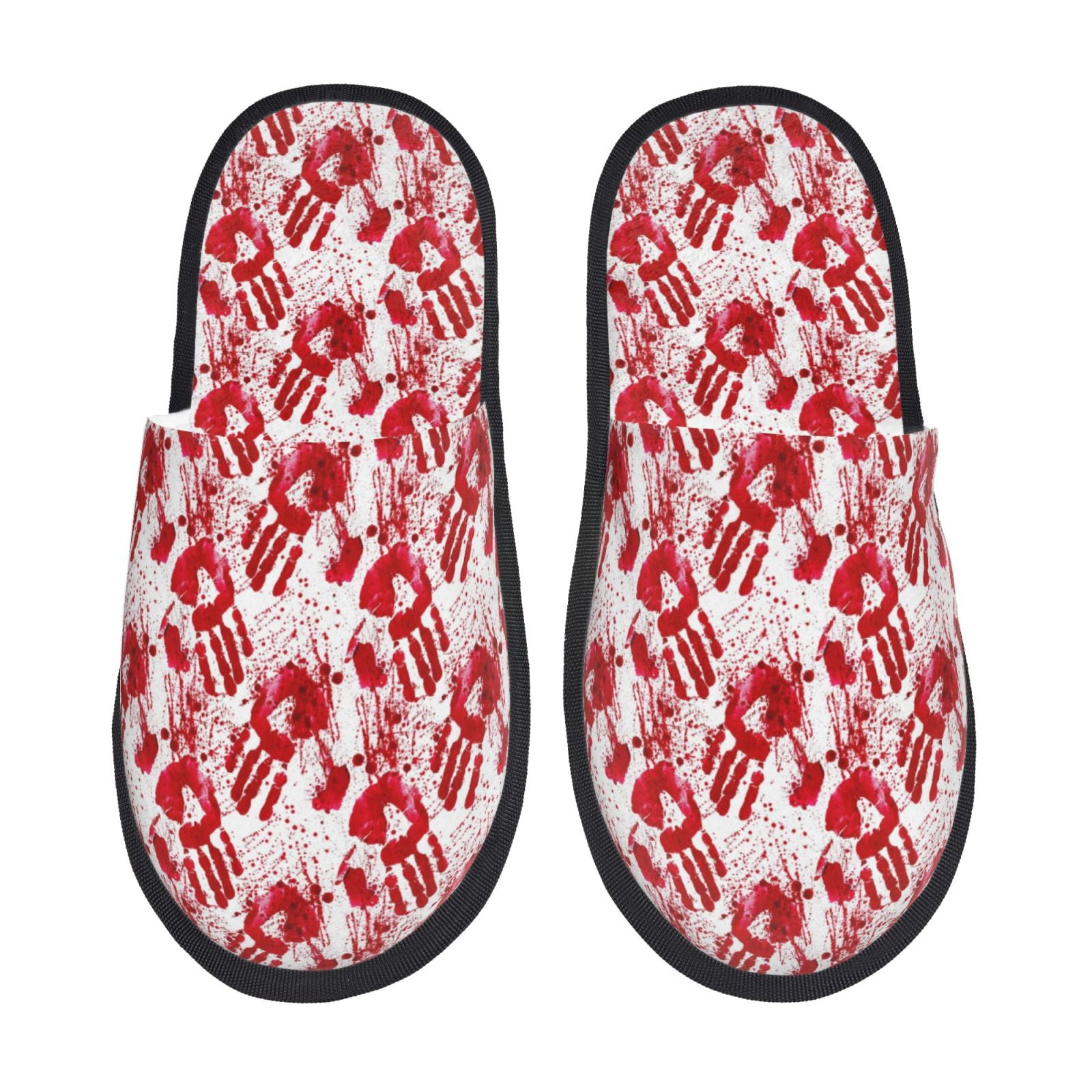 Goofa Bloody Hand 2 Pattern Plush Furry Slippers for Men & Women, Cozy Indoor House Shoes with ...