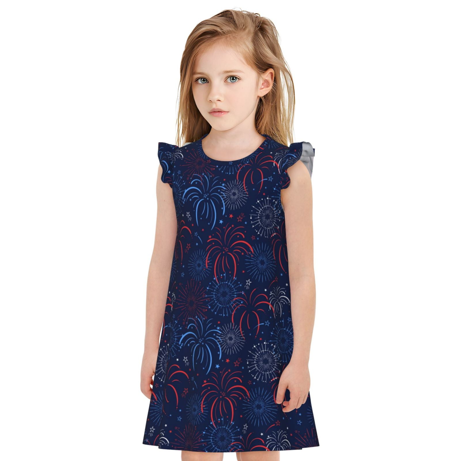 Goofa Blue Firework Pattern Sweet & Sassy Girls' Nightgowns - Short ...