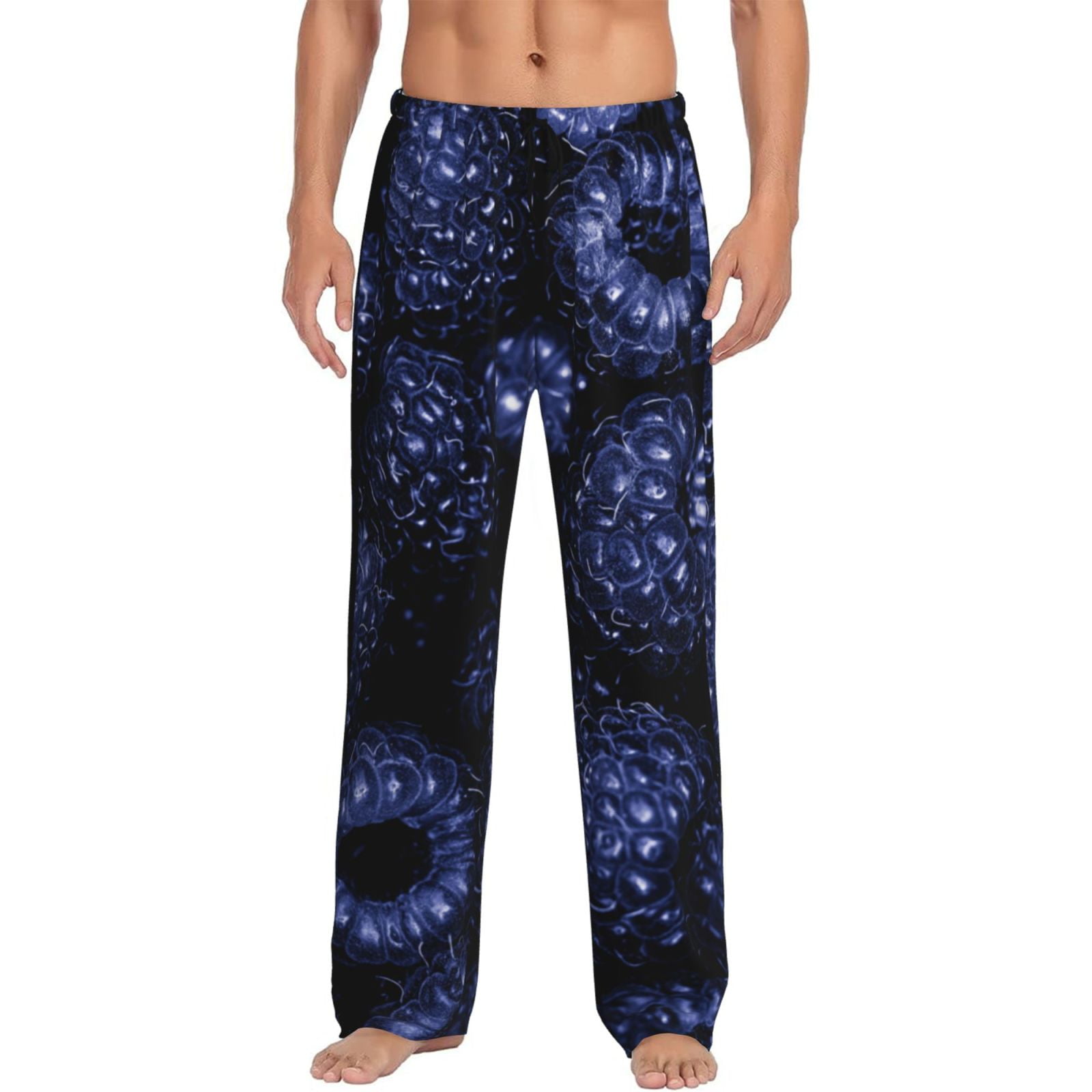 Goofa Blue-Purple Raspberries Pattern Printed Soft Pajama Pants for Men ...