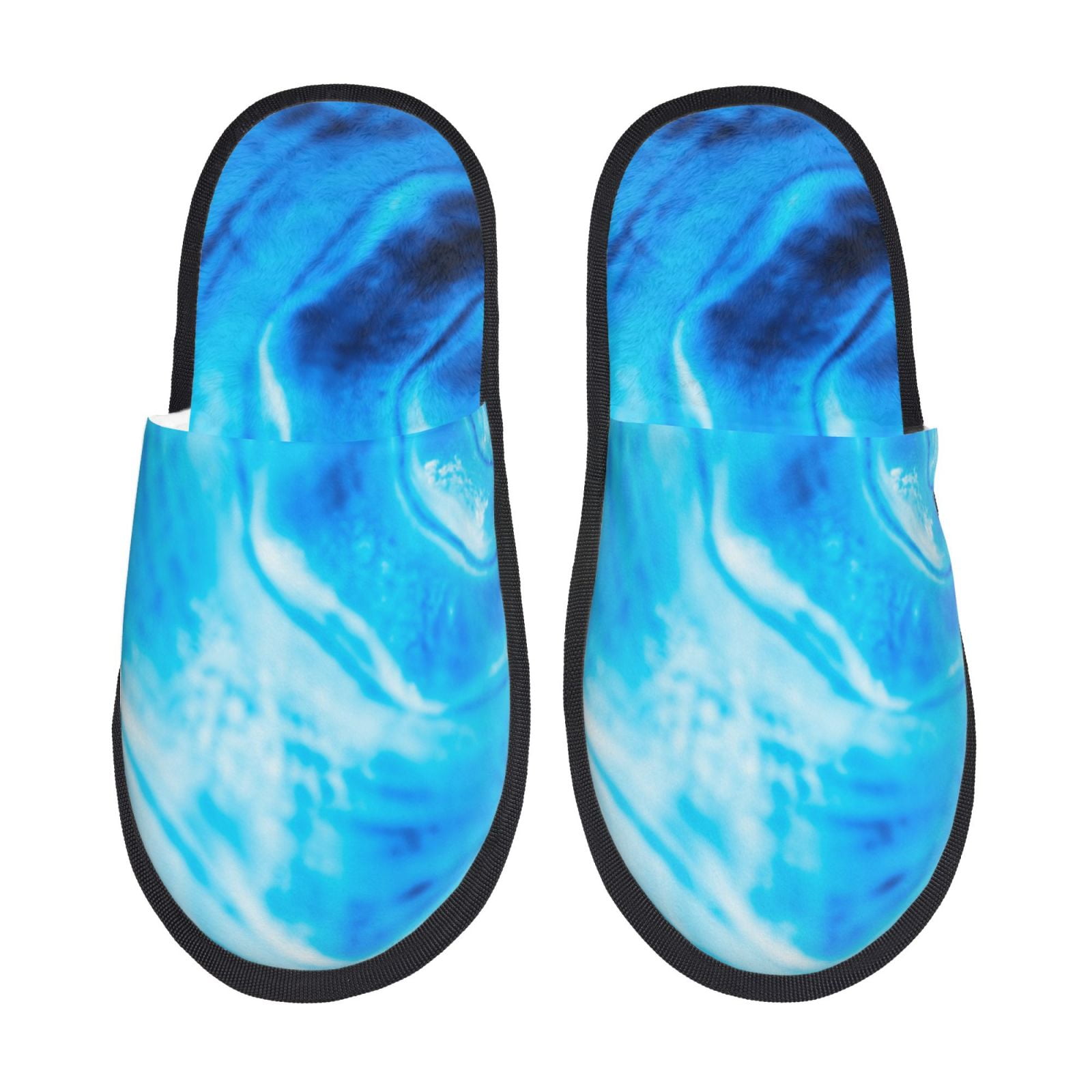 Goofa Blue Shell Pattern Plush Furry Slippers for Men & Women, Cozy ...