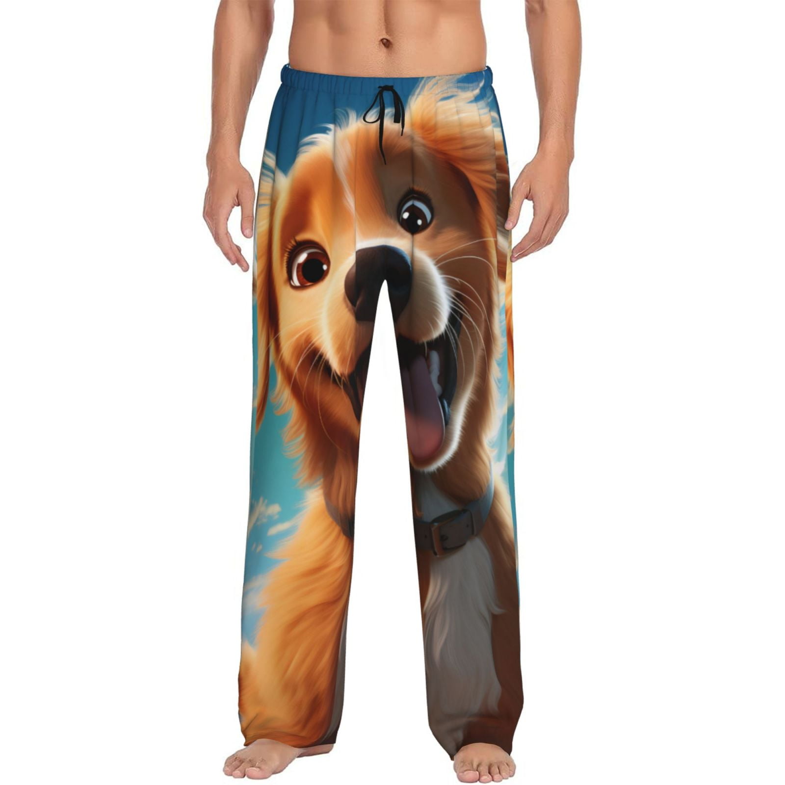 Goofa Blue Sky Cute Dog Pattern Printed Soft Pajama Pants for Men, Wide ...