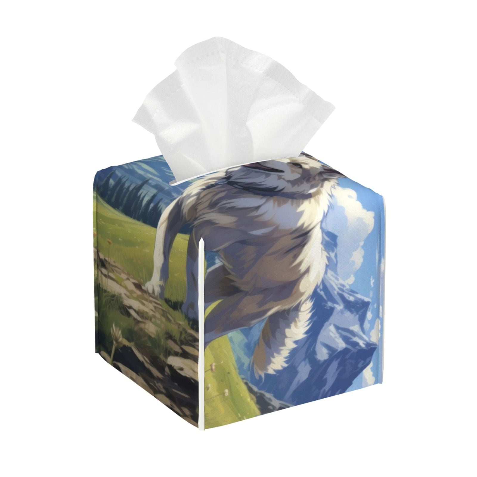 Goofa Blue Sky Dog Tissue Box Cover PVC Leather Tissue Holder Square ...