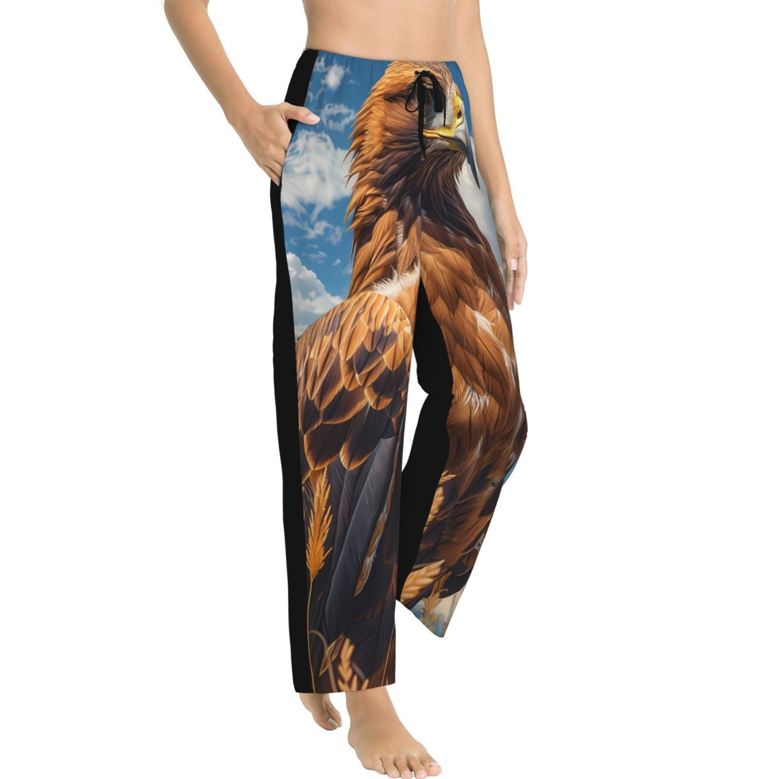 Goofa Blue Sky White Cloud Eagle Printed Soft Pajama Pants for Women ...