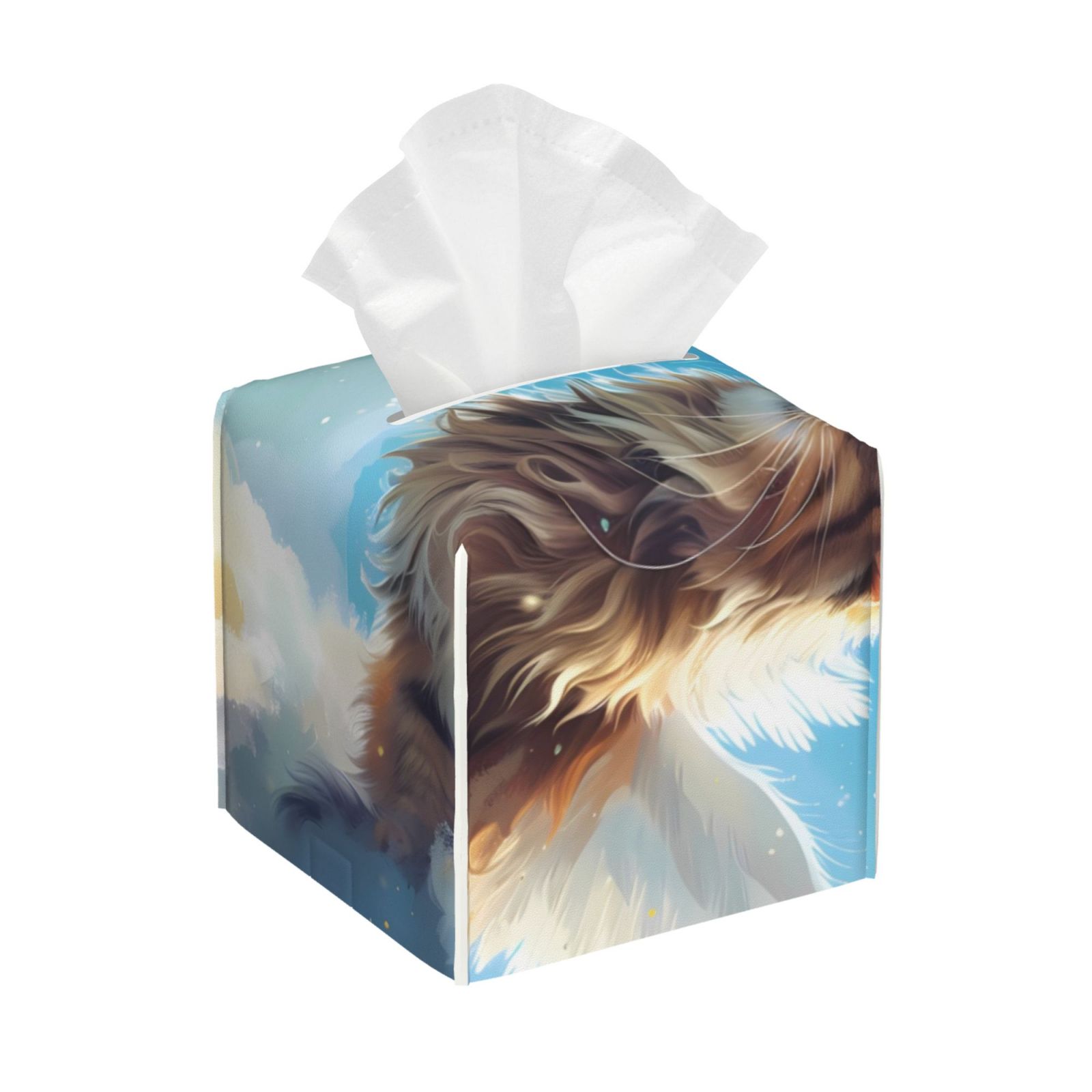 Goofa Blue Sky Winged Cat Tissue Box Cover PVC Leather Tissue Holder ...